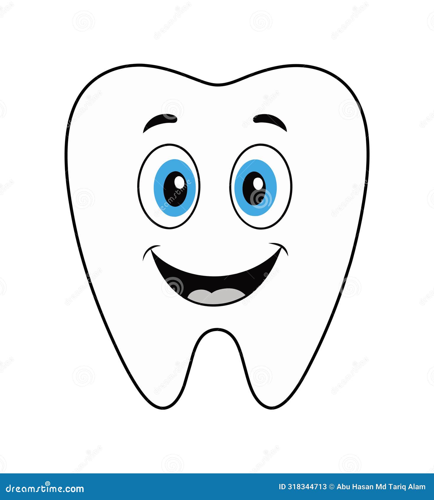 A Smiling Cartoon Teeth on the White Background Stock Vector ...