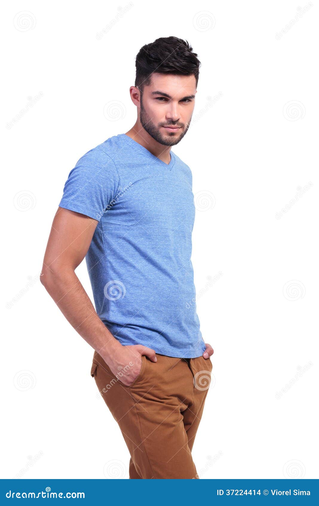 Smiling Casual Man with Hands in Pockets Stock Photo - Image of look ...