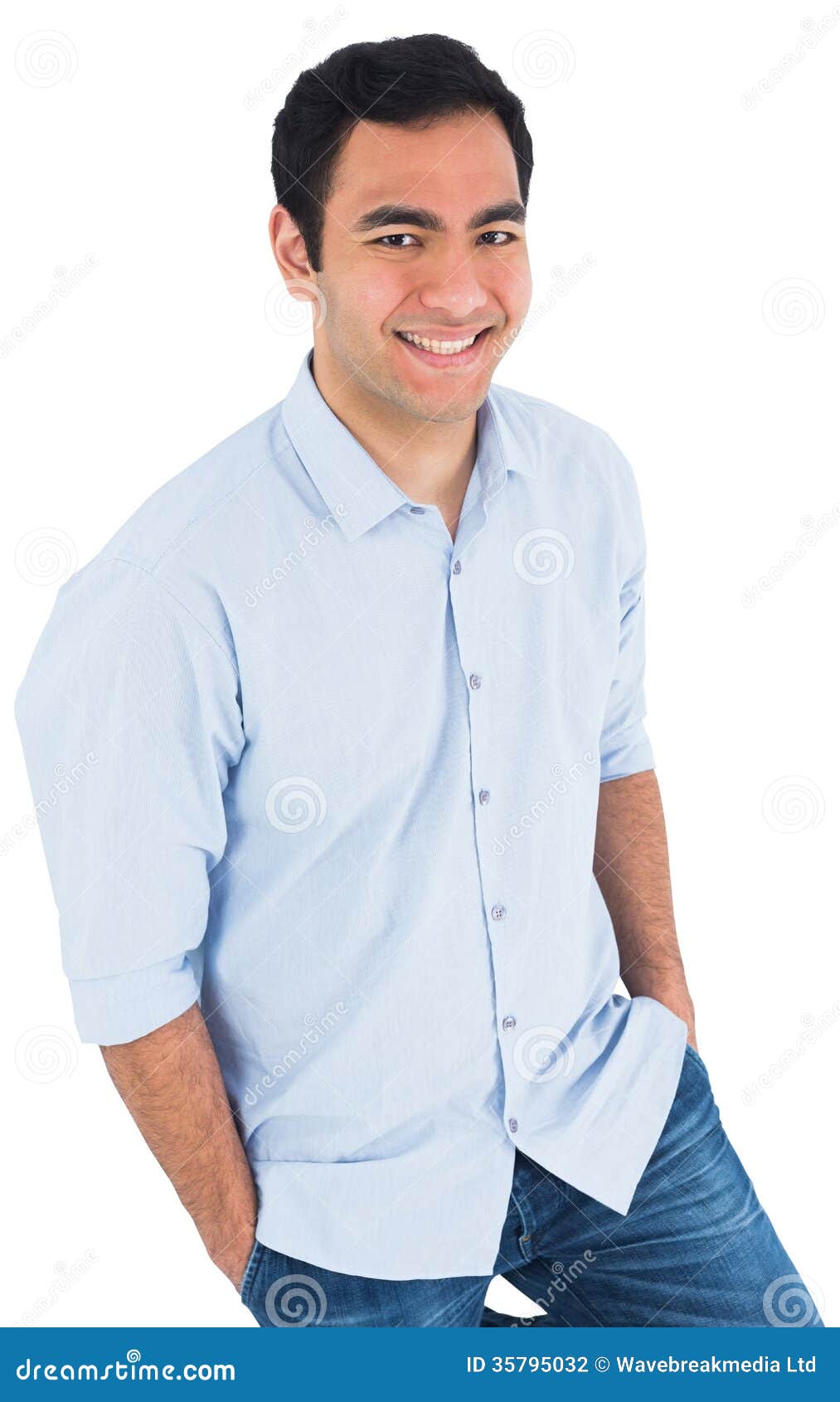 Smiling Casual Man Standing Stock Photo - Image of attractive, casual ...