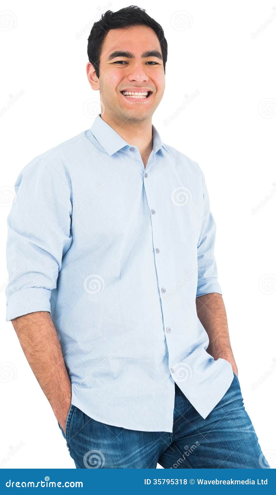 Smiling Casual Man Standing Stock Photo - Image of person, jeans: 35795318