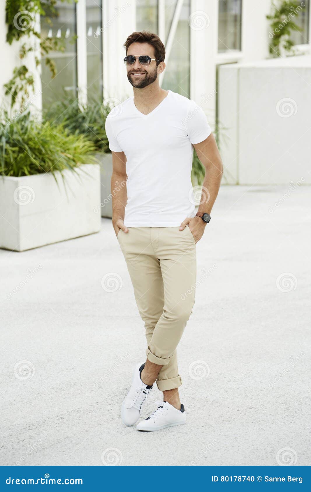 Smiling casual man stock photo. Image of posing, crossed - 80178740