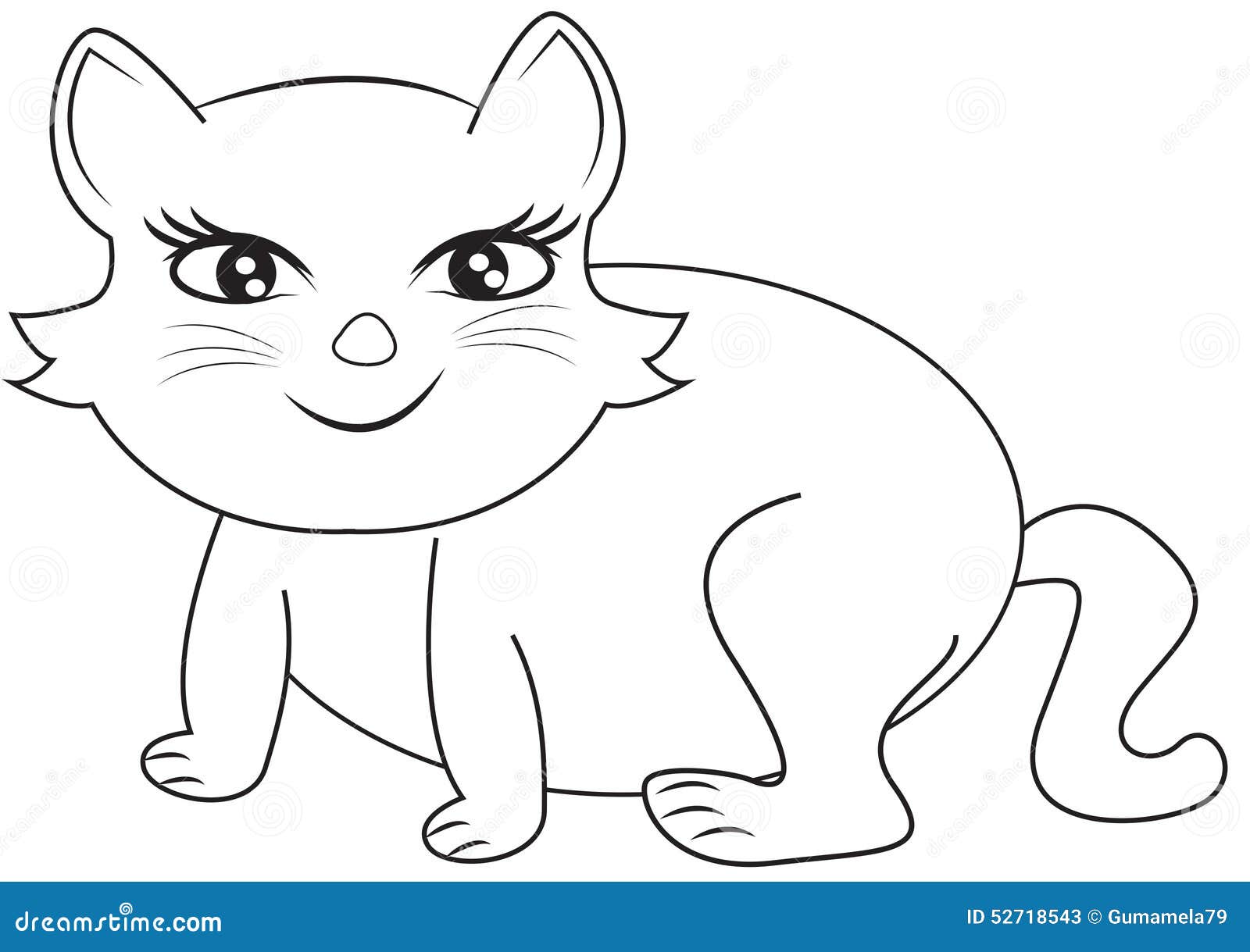 Smiling cat coloring page stock illustration. Illustration of colouring ...