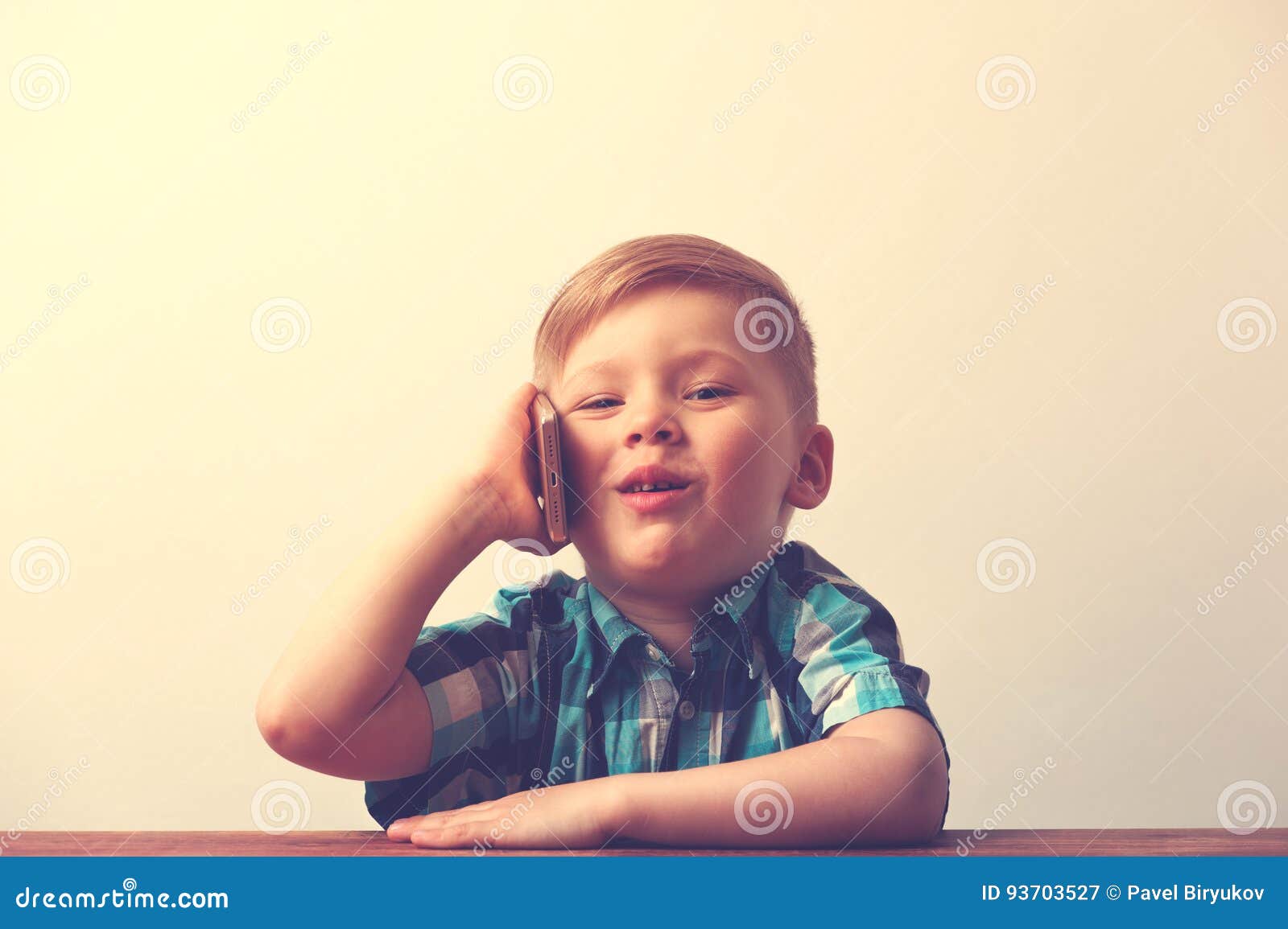 Smiling Caucasian Boy Talking on the Smartphone Stock Image - Image of ...