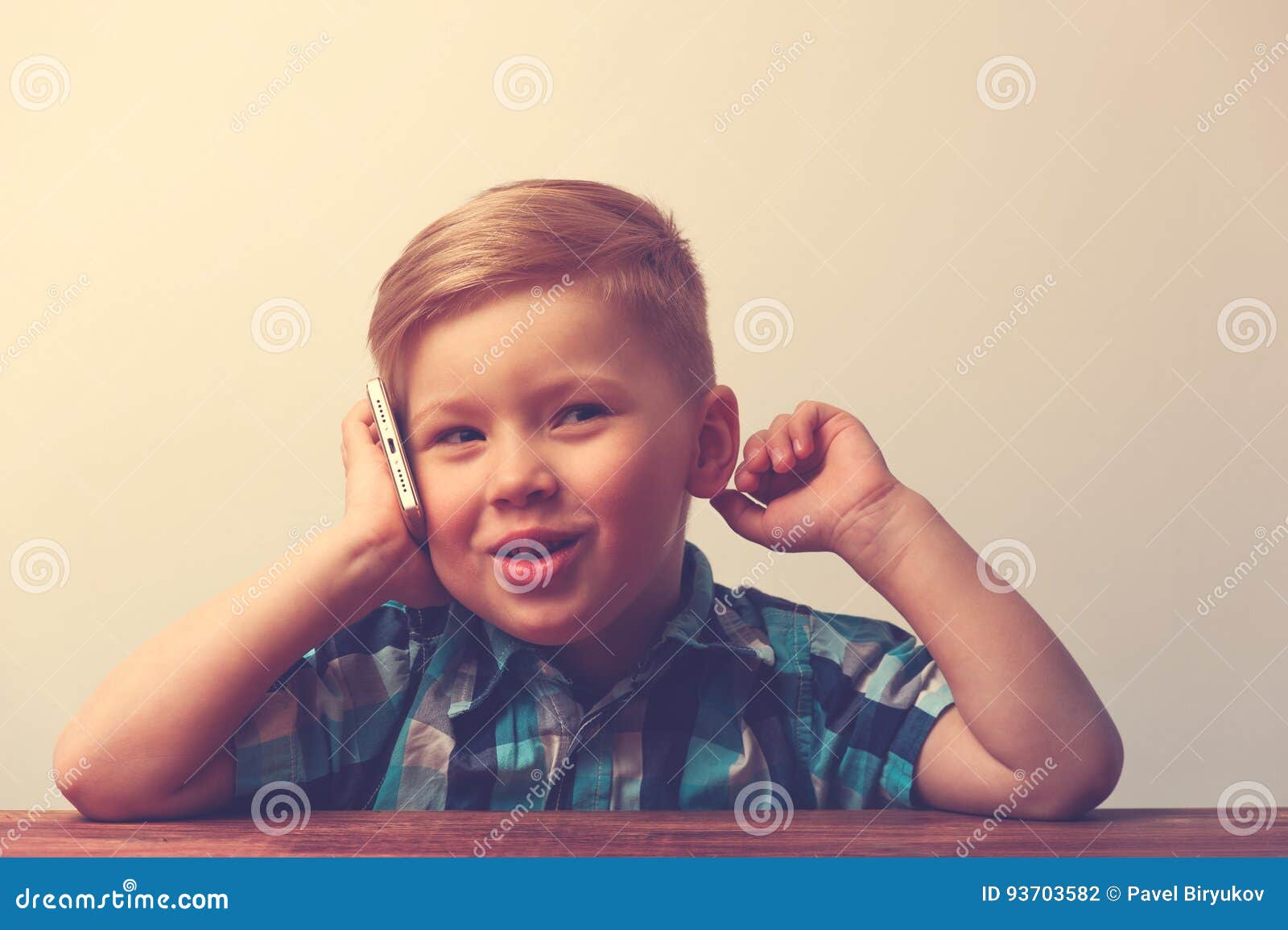 Smiling Caucasian Boy Talking on the Smartphone Stock Photo - Image of ...