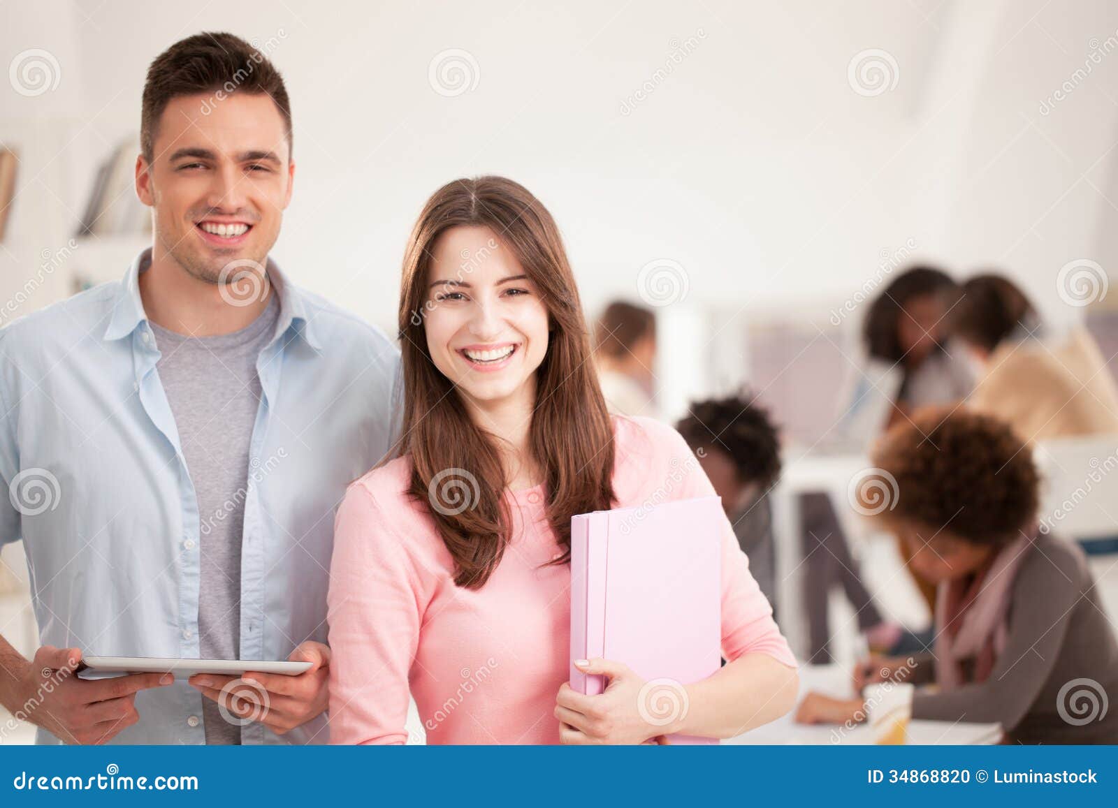 Smiling Caucasian College Students Stock Photo - Image of cheerful ...