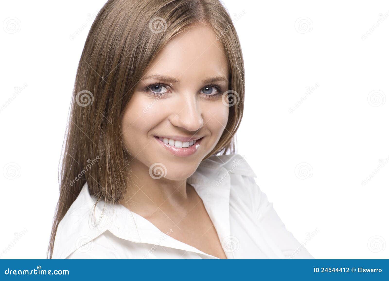 Smiling Caucasian Woman Headshot Stock Photo - Image of camera ...