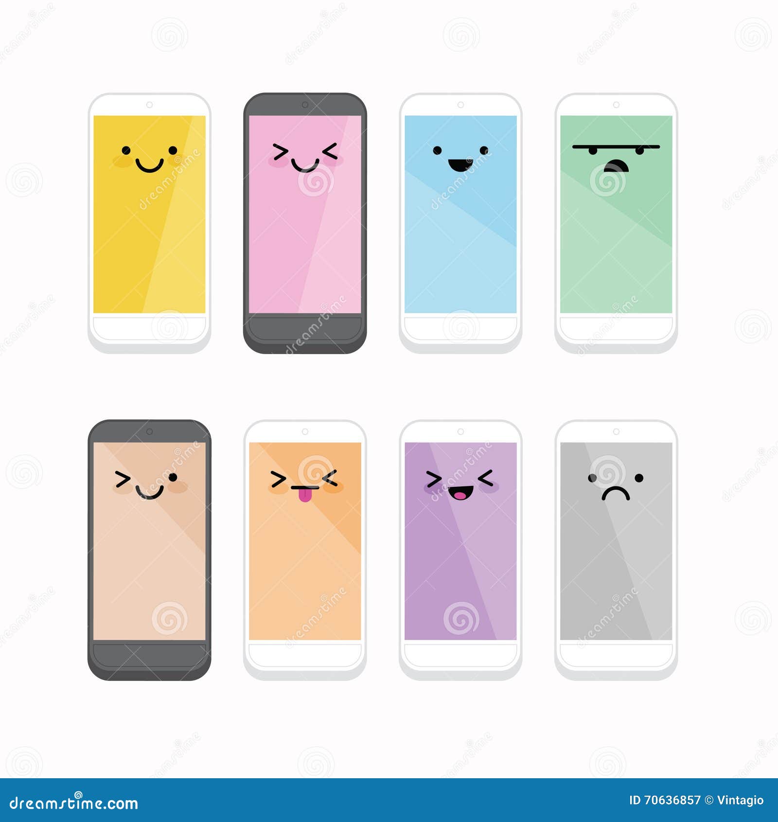 Smiling Cellphone stock vector. Illustration of smile - 70636857