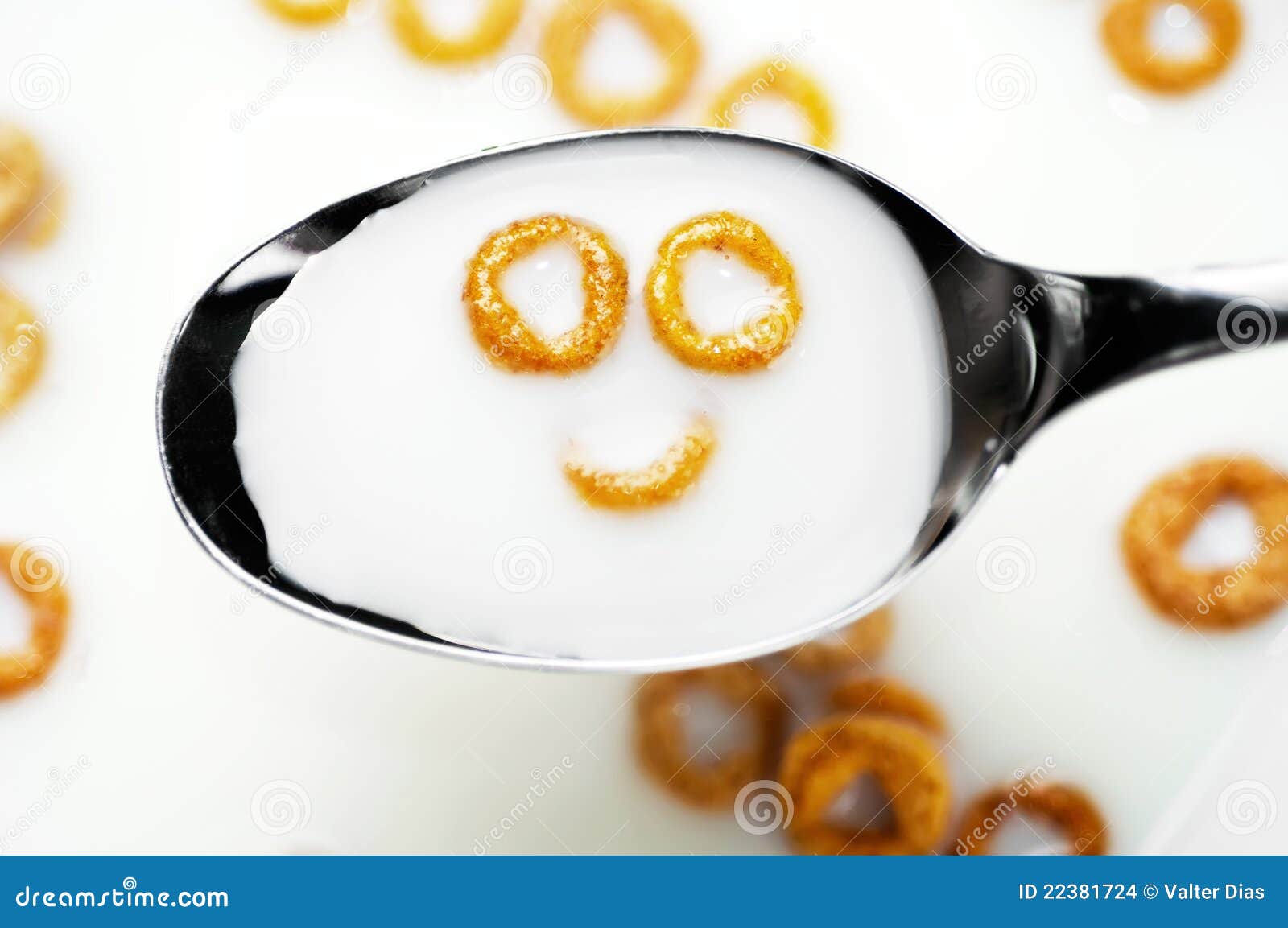 Smiling cereals in milk stock photo. Image of liquid - 22381724