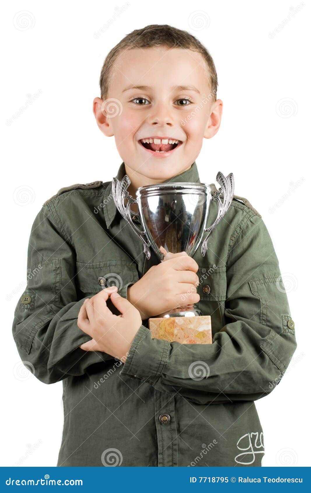 Smiling Champion with His Trophy Stock Image - Image of proud, game ...