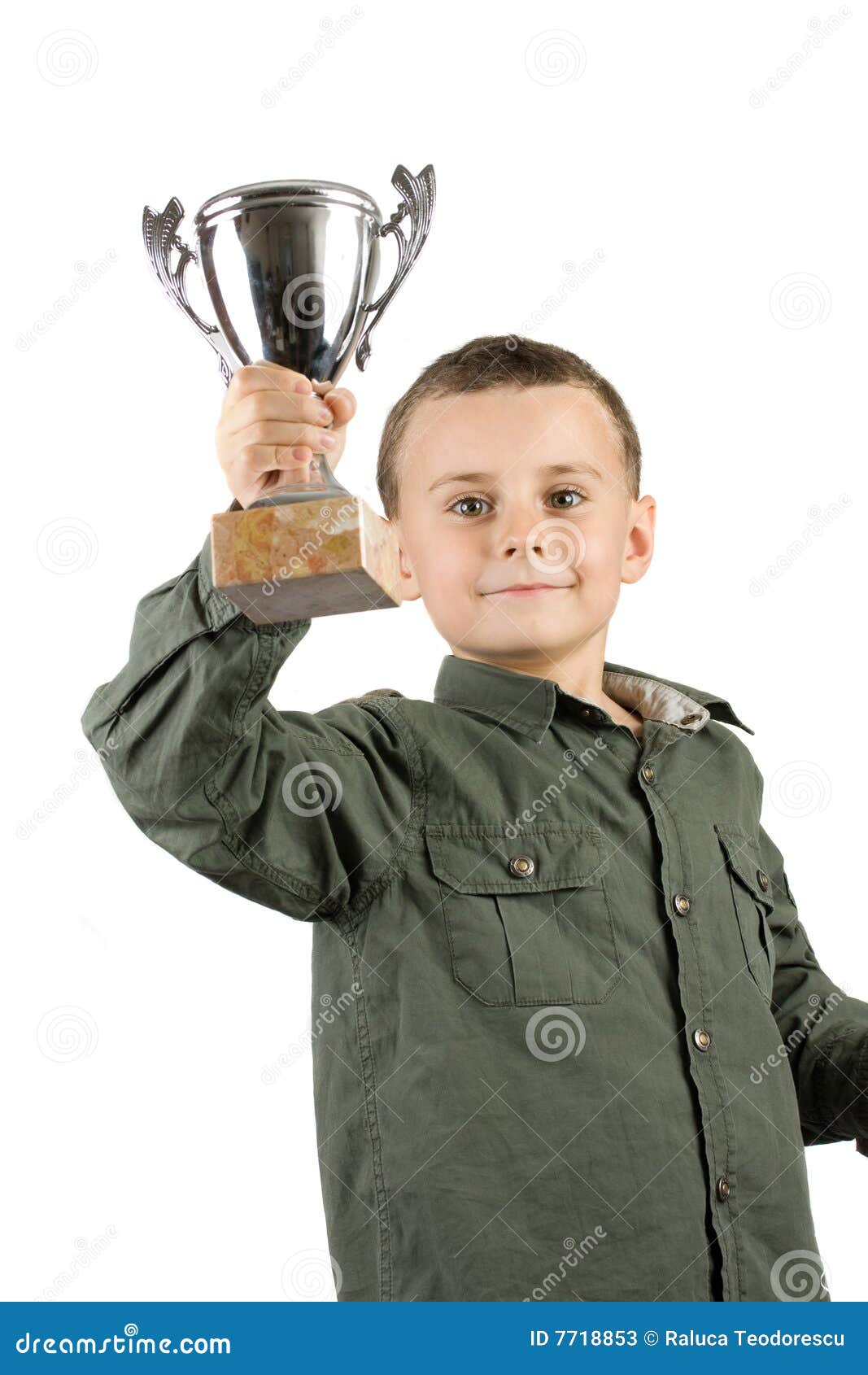 Smiling Champion with His Trophy Stock Image - Image of contest, proud ...