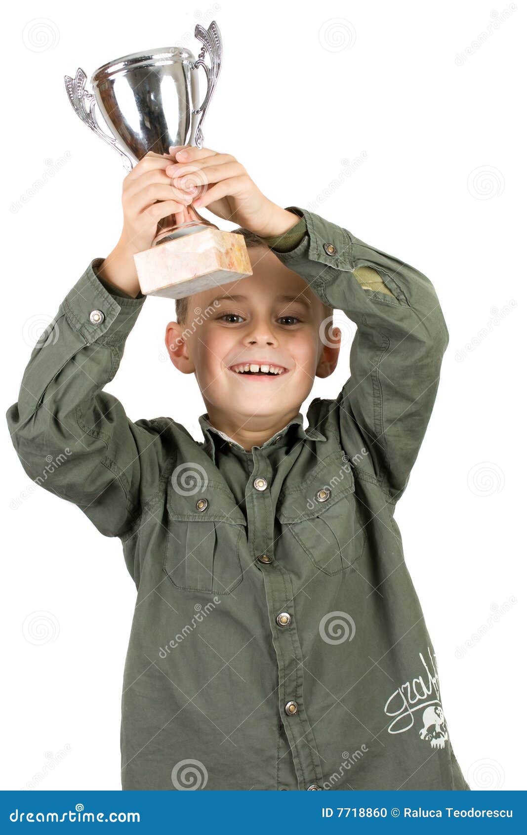 Smiling Champion with His Trophy Stock Photo - Image of athlete ...