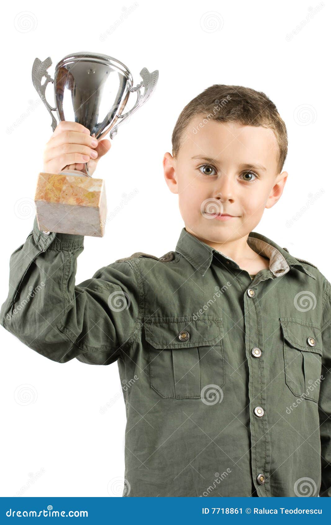 Smiling Champion with His Trophy Stock Image - Image of laughing ...