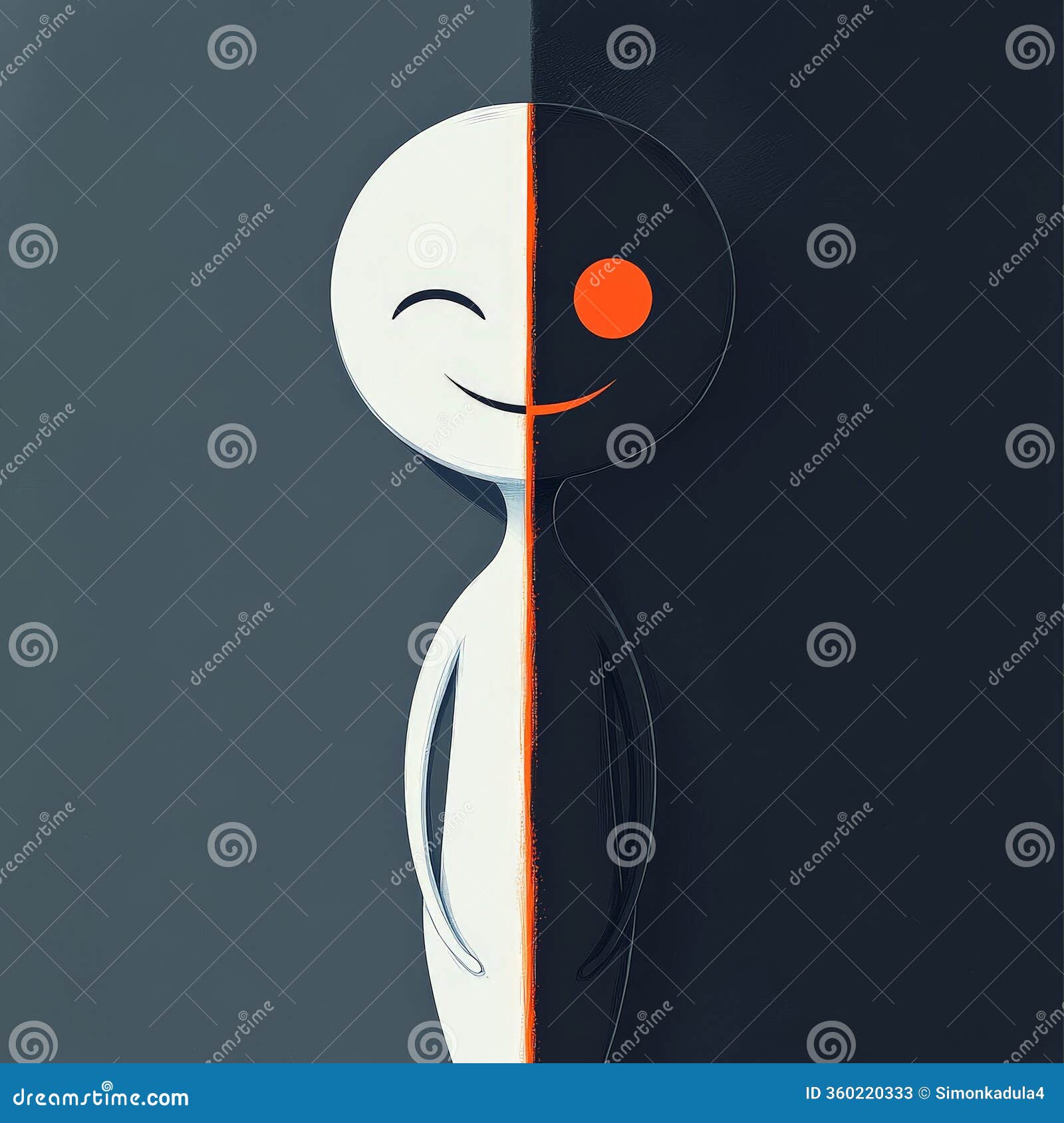 Smiling Character Showing Positive and Negative Sides of Personality ...