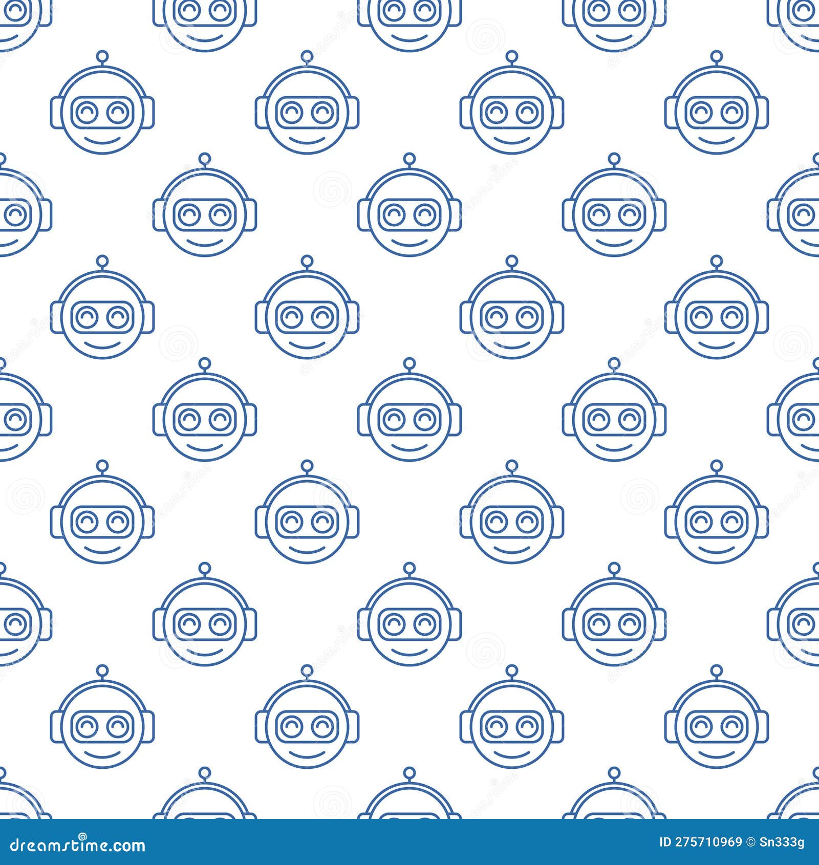 Smiling Chatbot Head Vector Concept Outline Seamless Pattern Stock ...