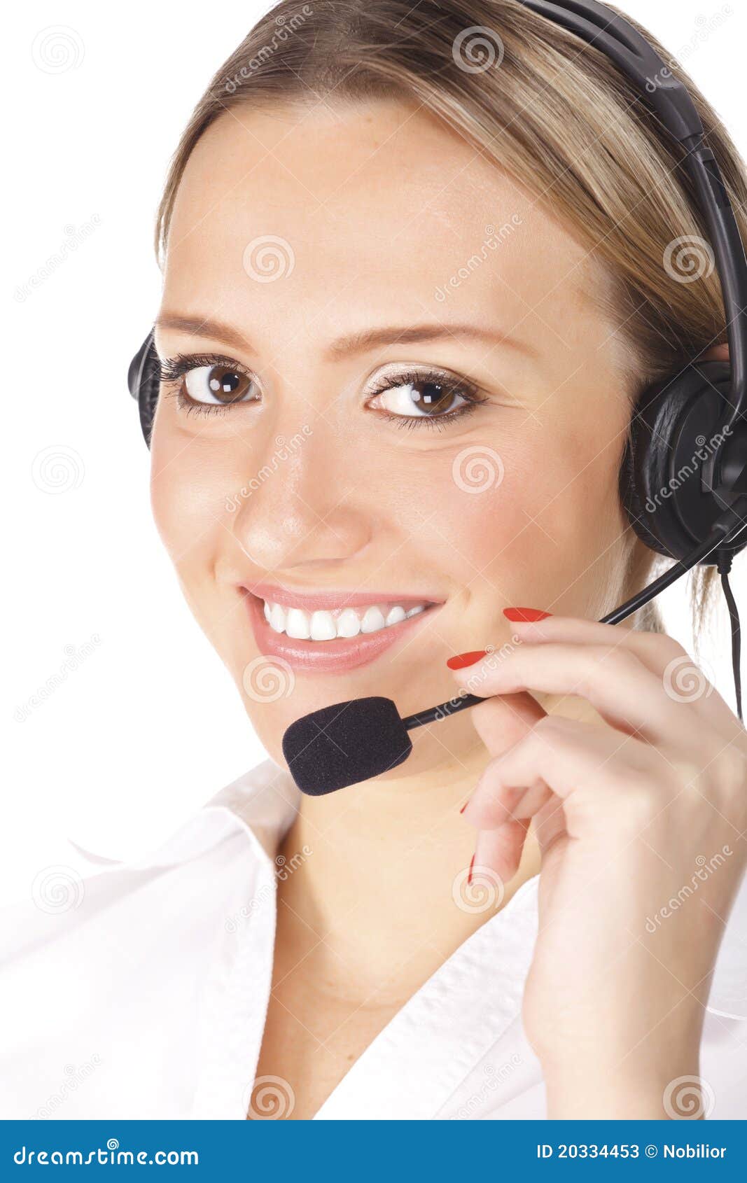 Smiling Cheerful Support Phone Operator in Headset Stock Image - Image ...