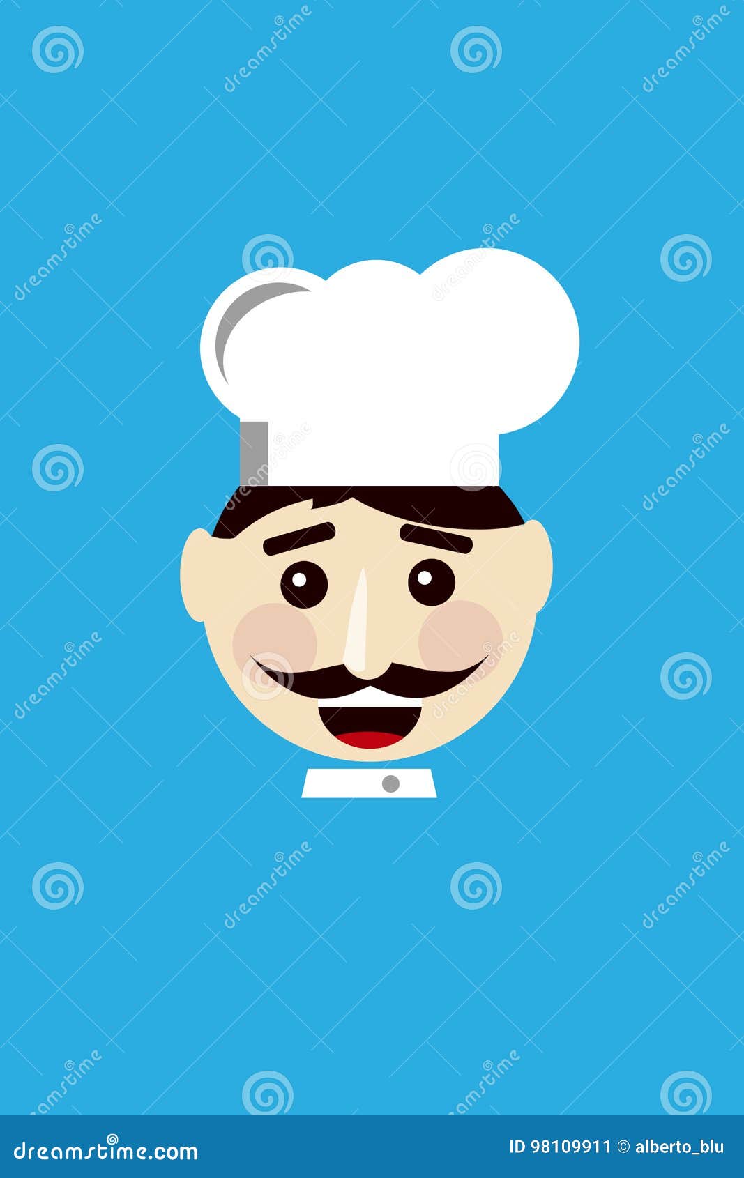 Smiling Chef on Blue Background Flat Icon Illustration Stock ...