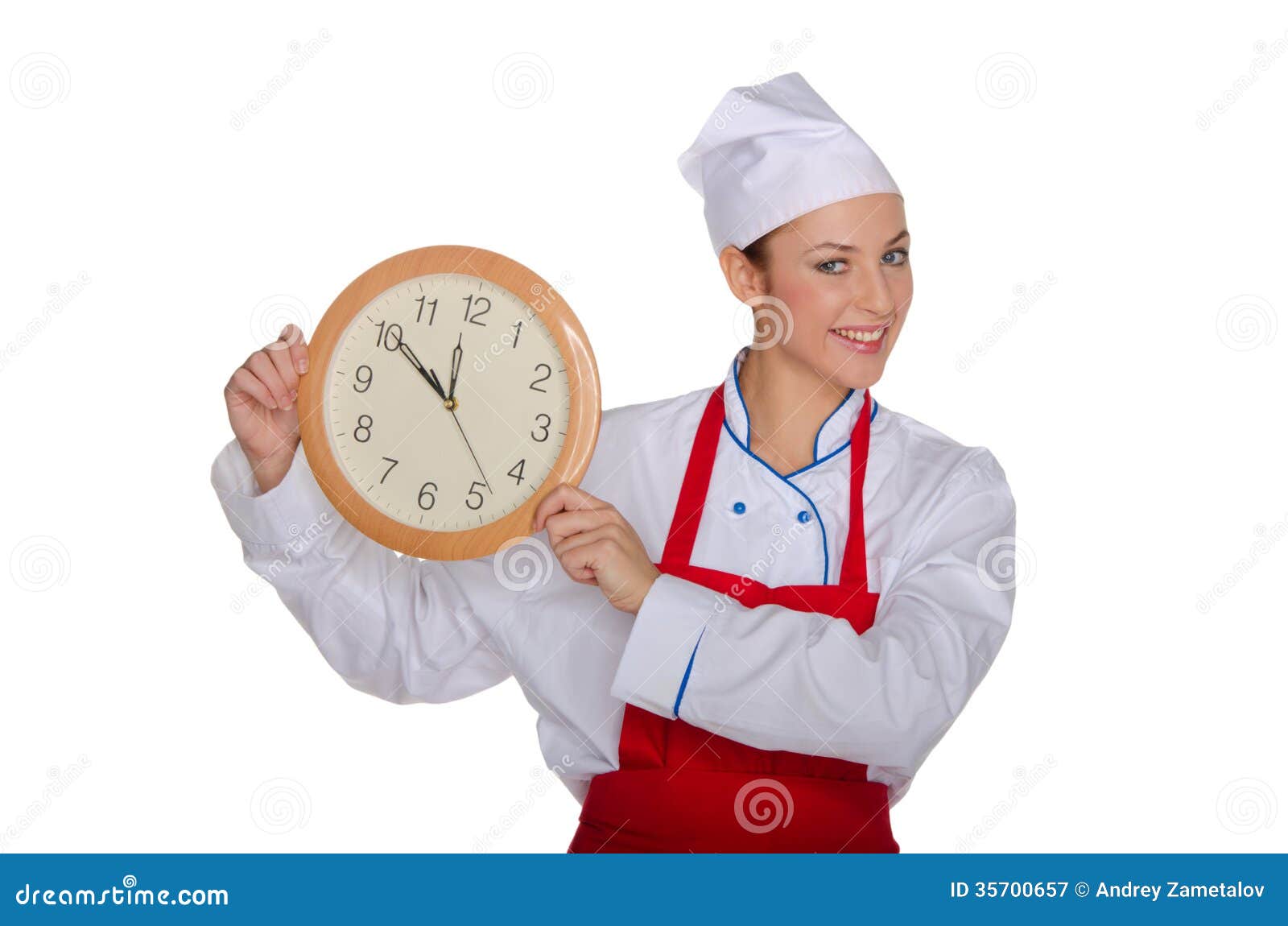 Smiling Chef Demonstrates Clock Stock Image - Image of smilling ...