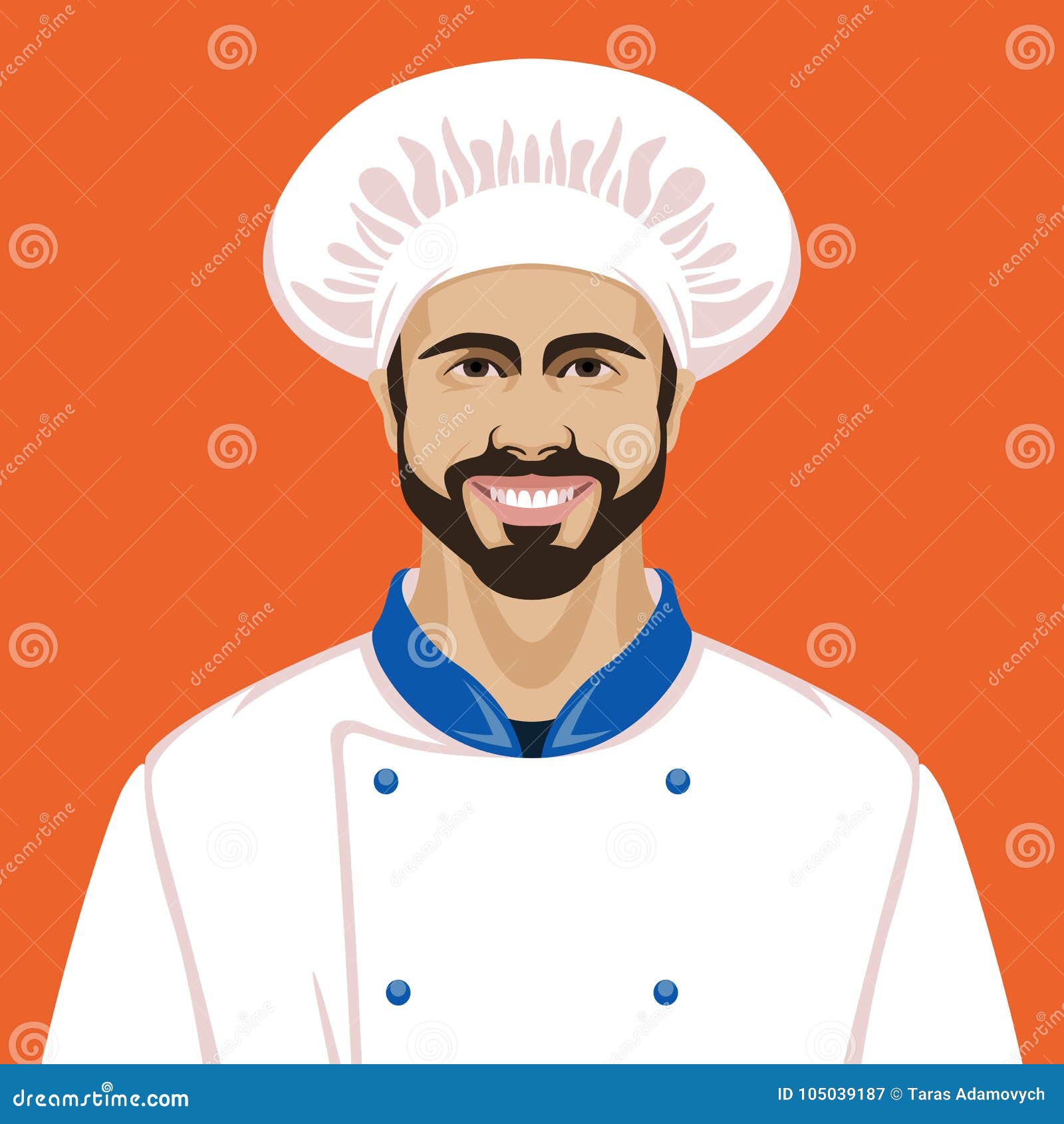 Smiling Chef Face Vector Illustration Flat Style Front Stock Vector ...