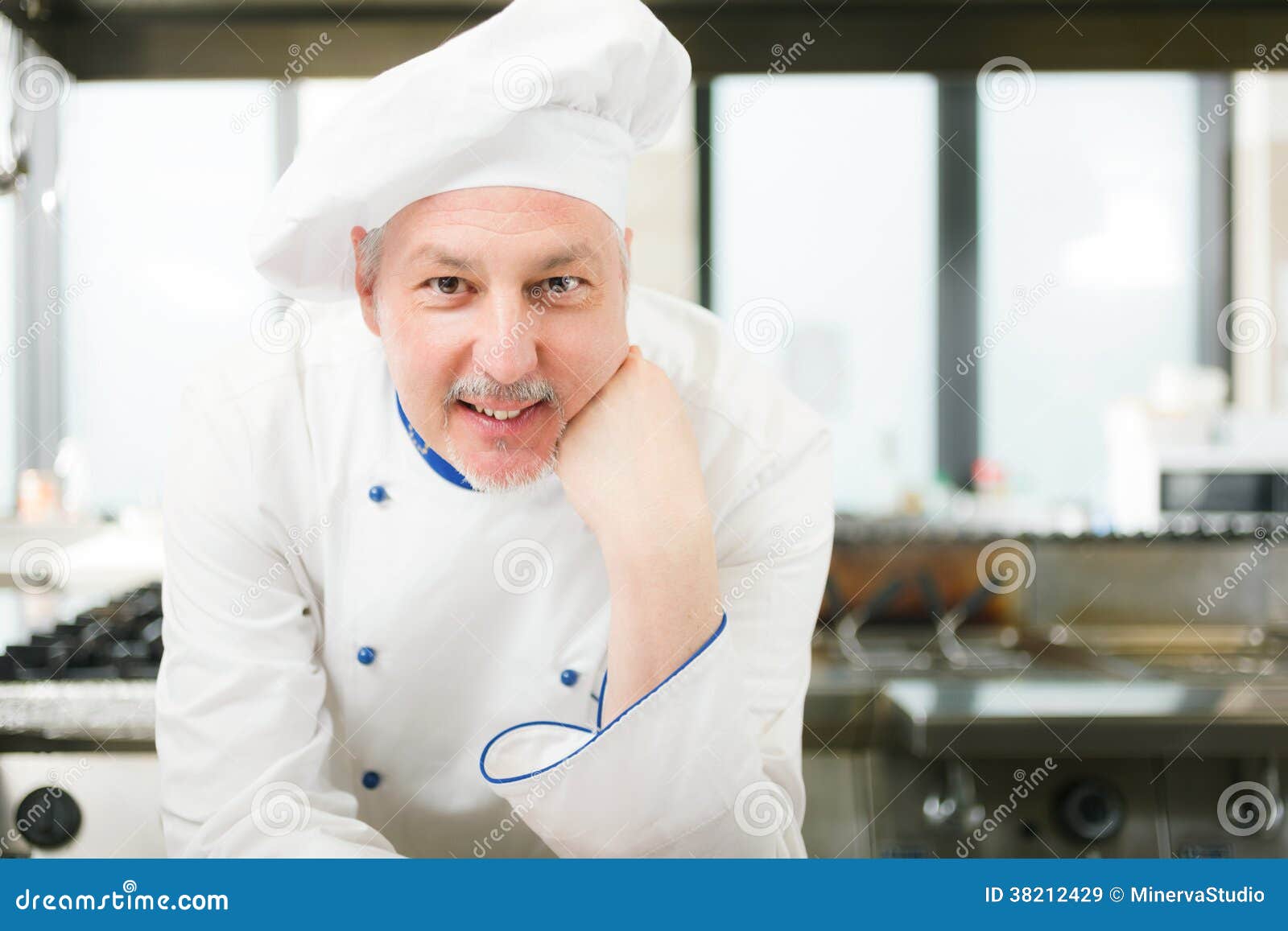 Smiling Chef in His Kitchen Stock Image - Image of professional, meal ...