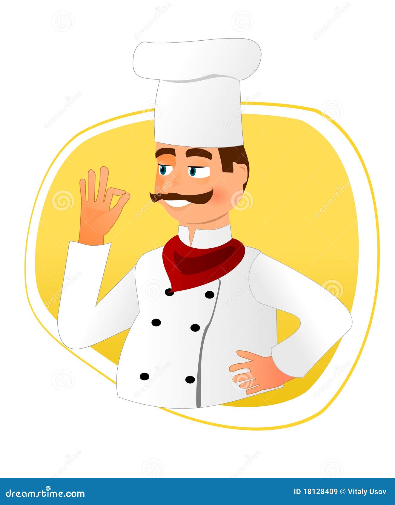 Smiling chef with mustache stock vector. Illustration of menu - 18128409