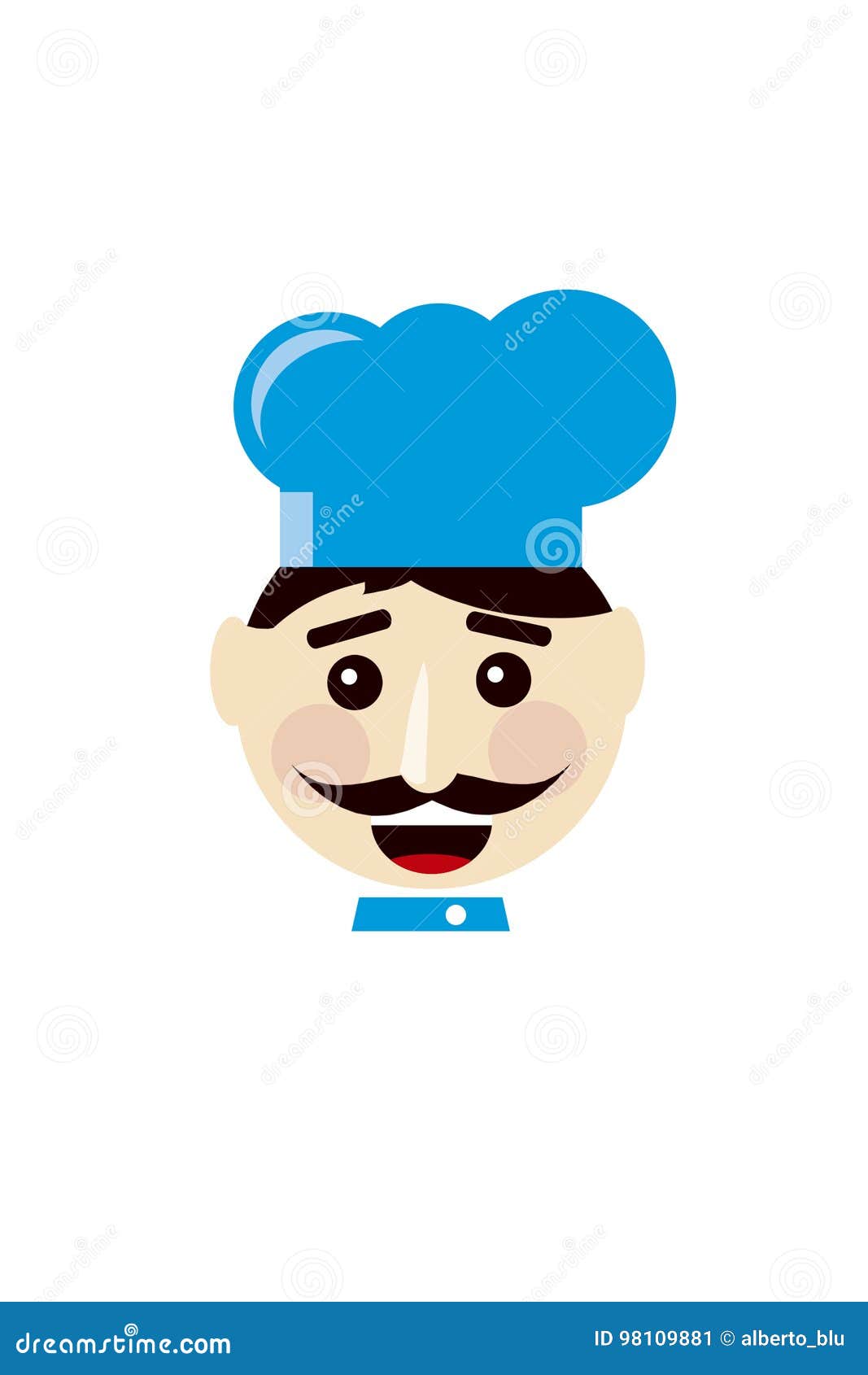 Smiling Chef on White Background Flat Icon Illustration Stock ...