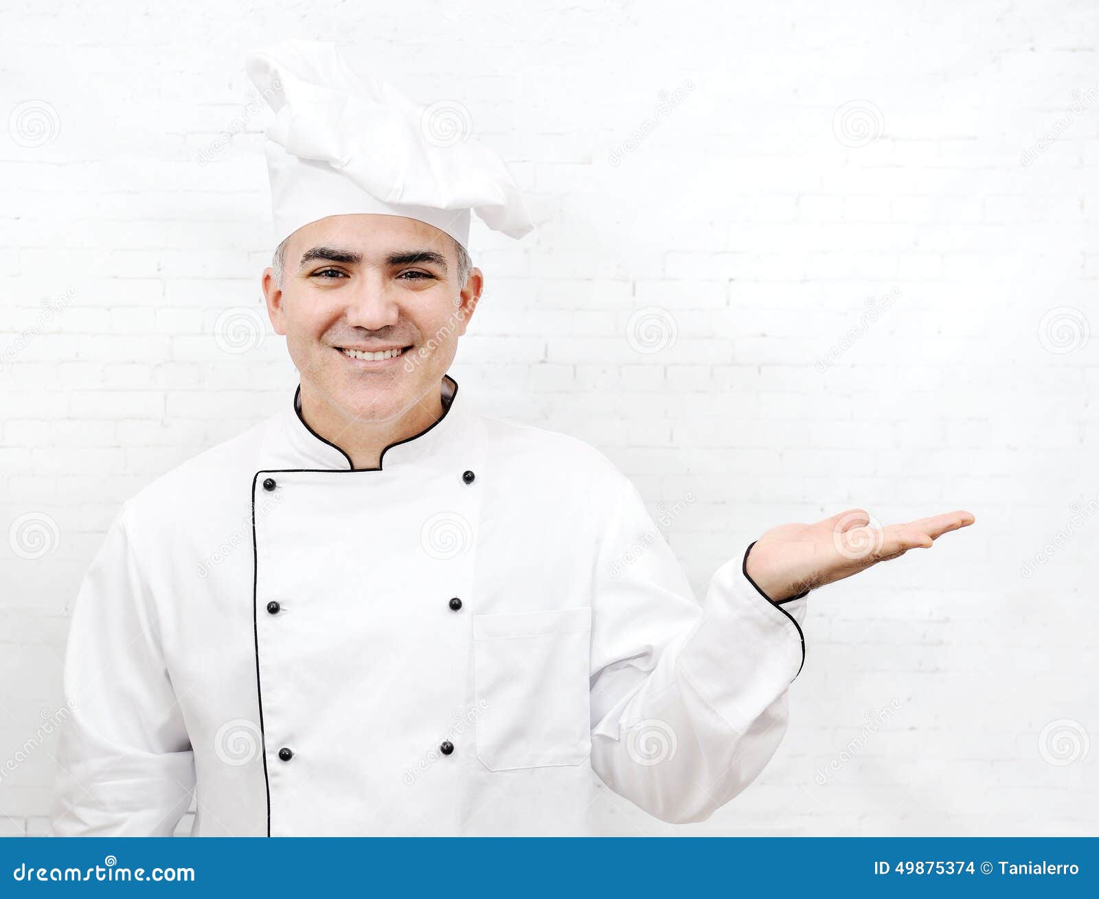 Smiling Chef in White Uniform Stock Photo - Image of catering, tasty ...