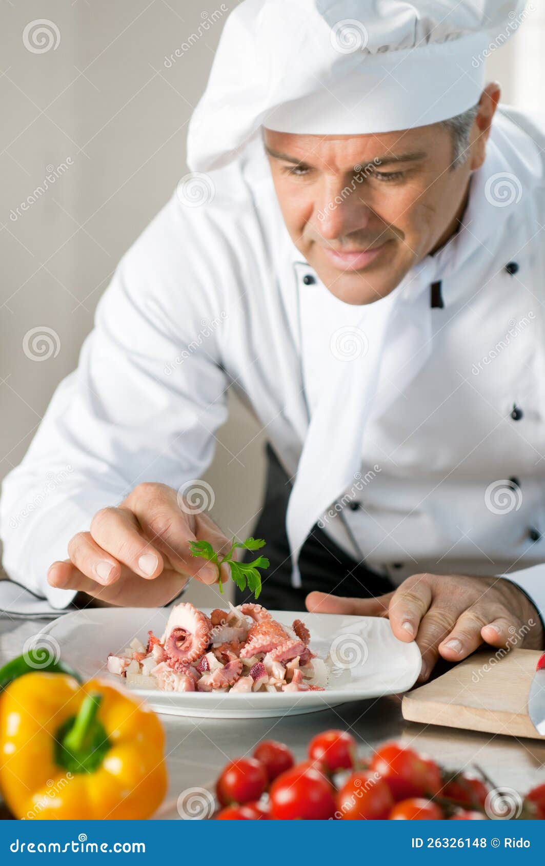 Smiling chef at work stock photo. Image of cooking, kitchen - 26326148