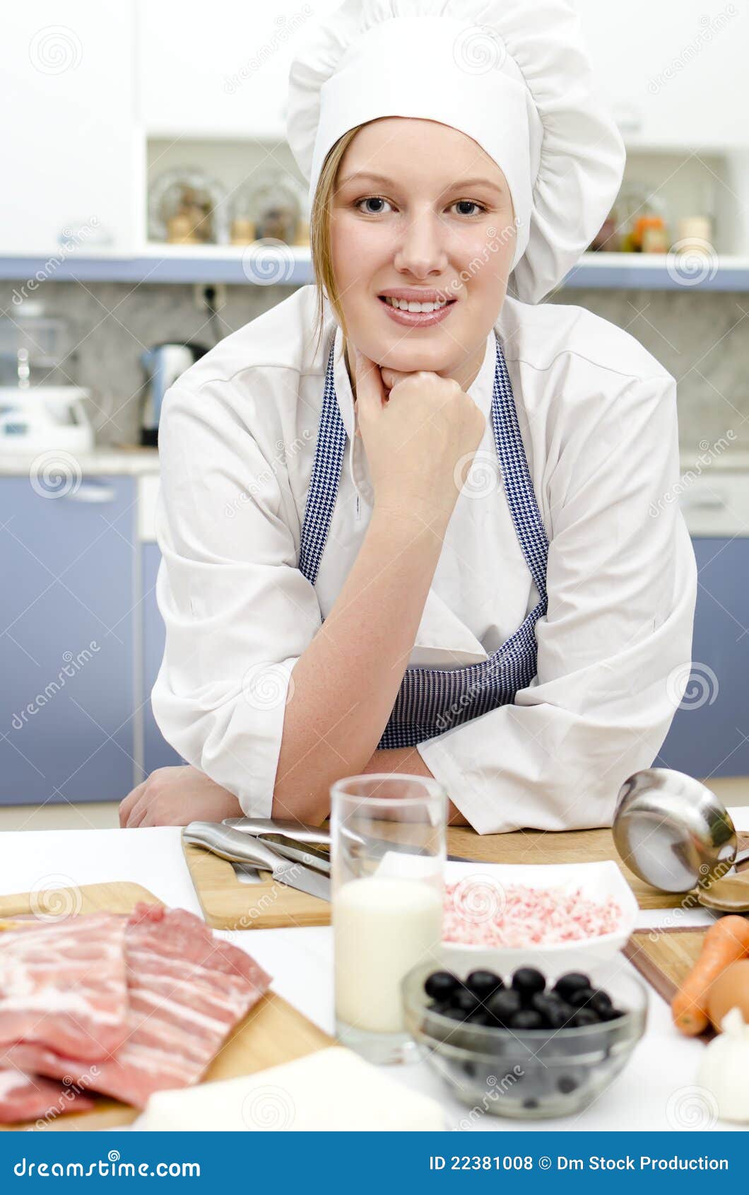 Smiling chief cook stock photo. Image of female, expression - 22381008