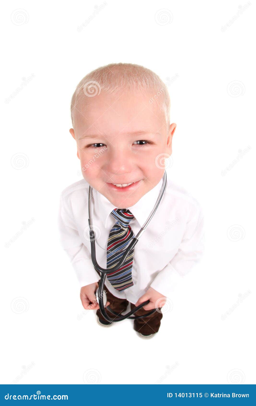 Smiling Child Doctor Looking Up at the Viewer Stock Image - Image of ...