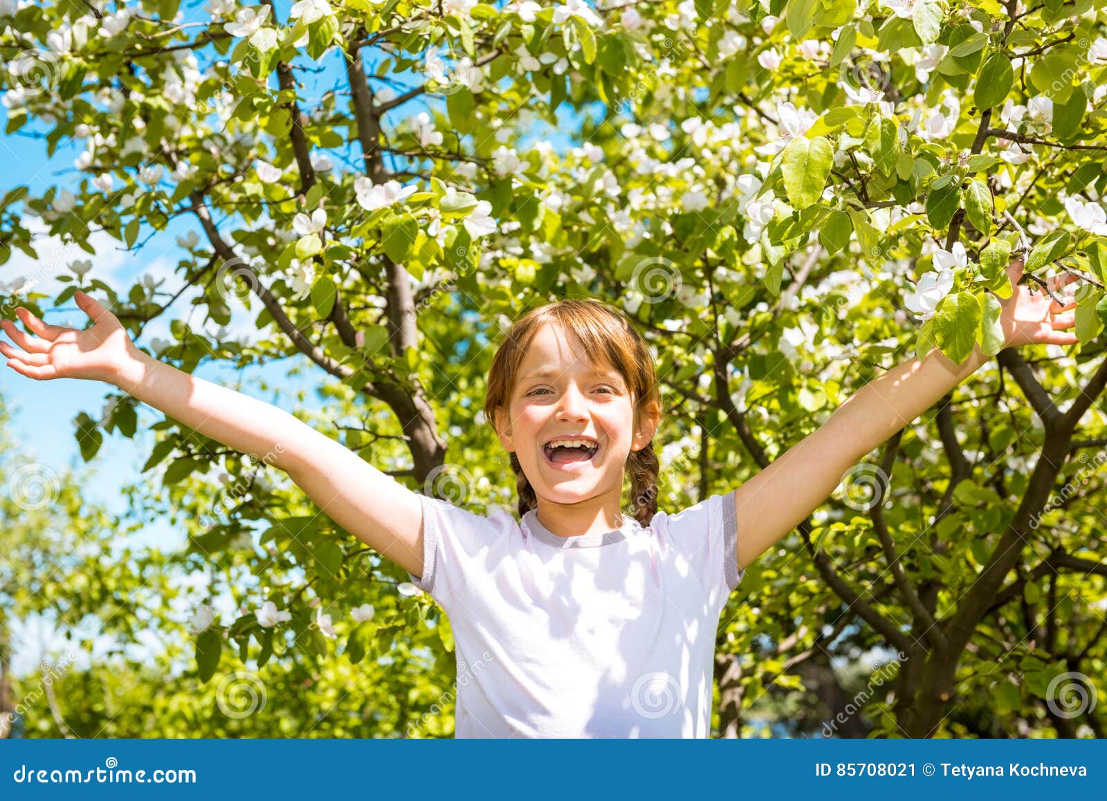 Smiling Child Playing in Garden Stock Image - Image of caucasian ...