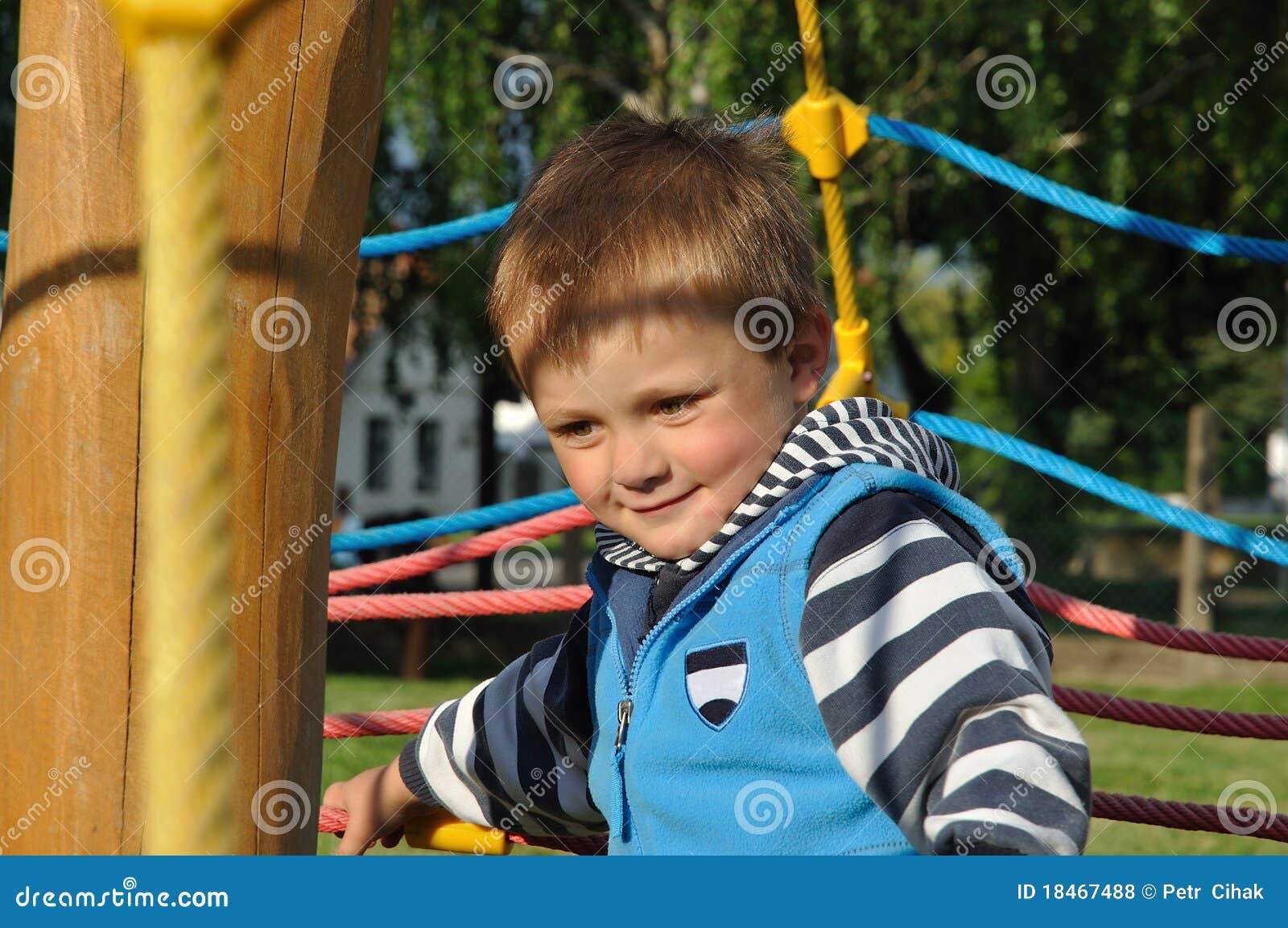 Smiling Child Playing on Playground Stock Photo - Image of baby, area ...