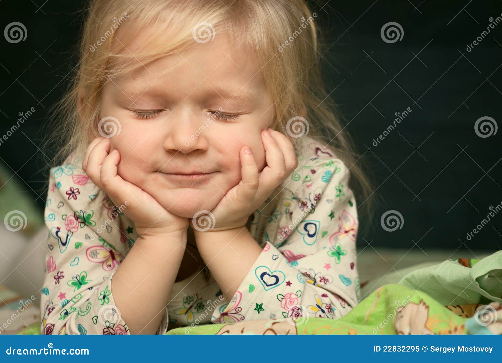 Smiling Child with Shutted Eyes Stock Image - Image of eyes, cunning ...