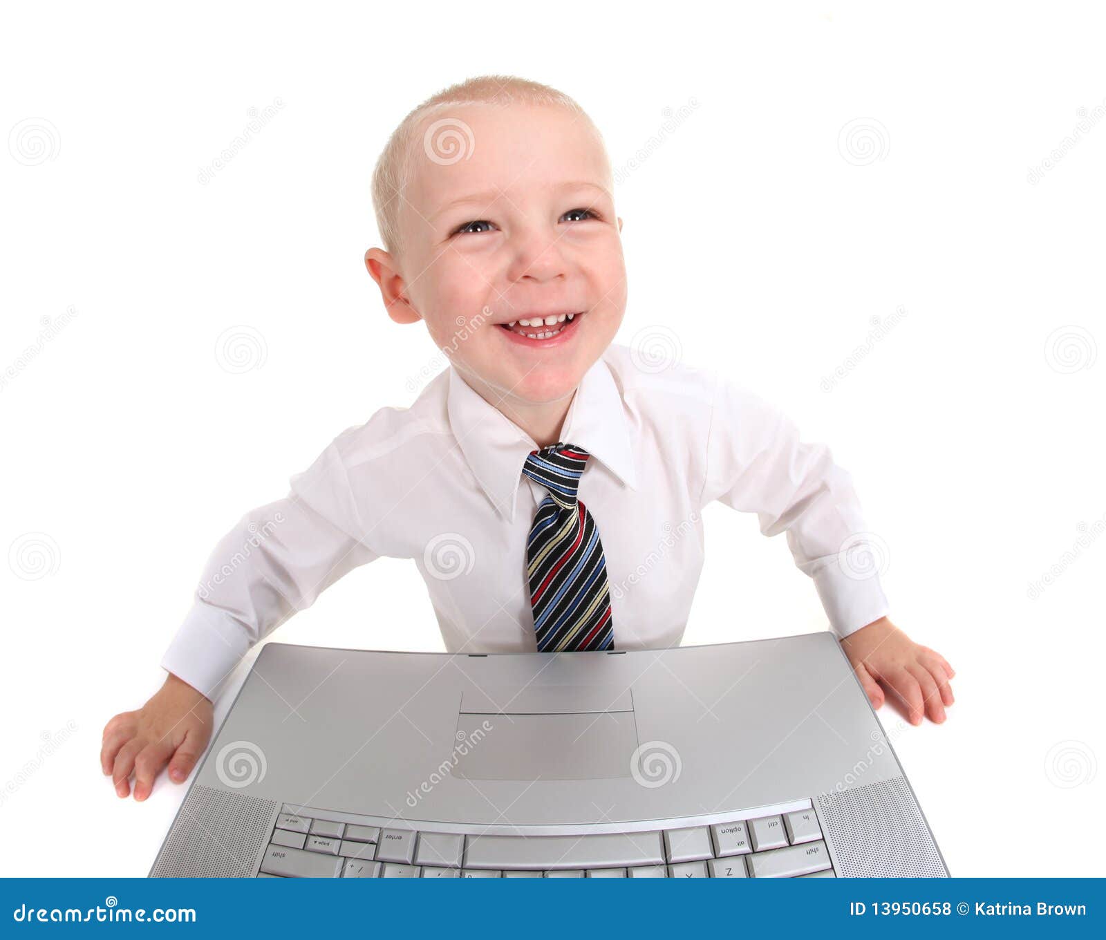 Smiling Child Working on a Laptop Computer Stock Photo - Image of money ...