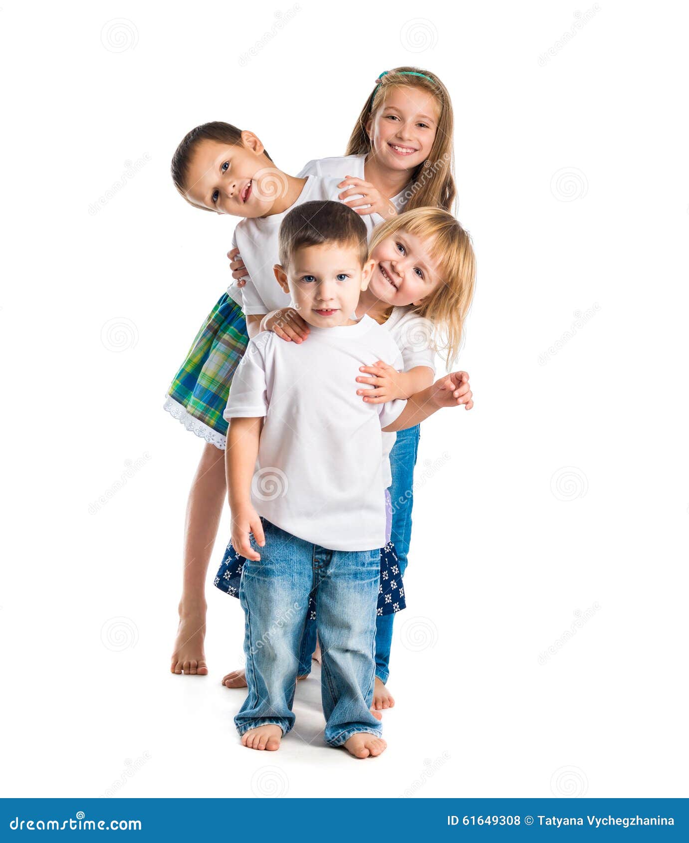 Smiling Children with Arms Up Stock Photo - Image of joyful, childhood ...