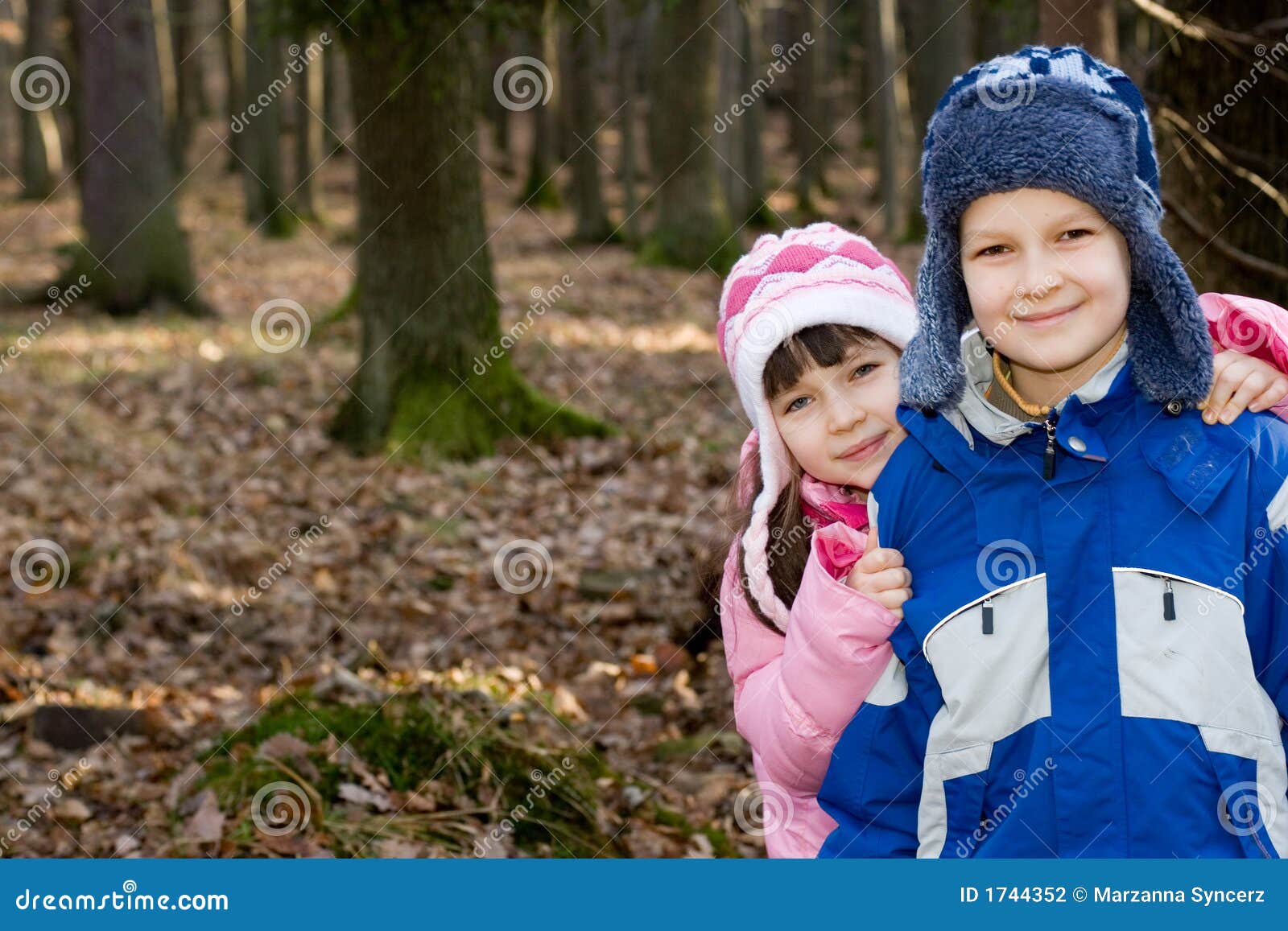 Smiling Children in the Forest Stock Photo - Image of autumn, child ...