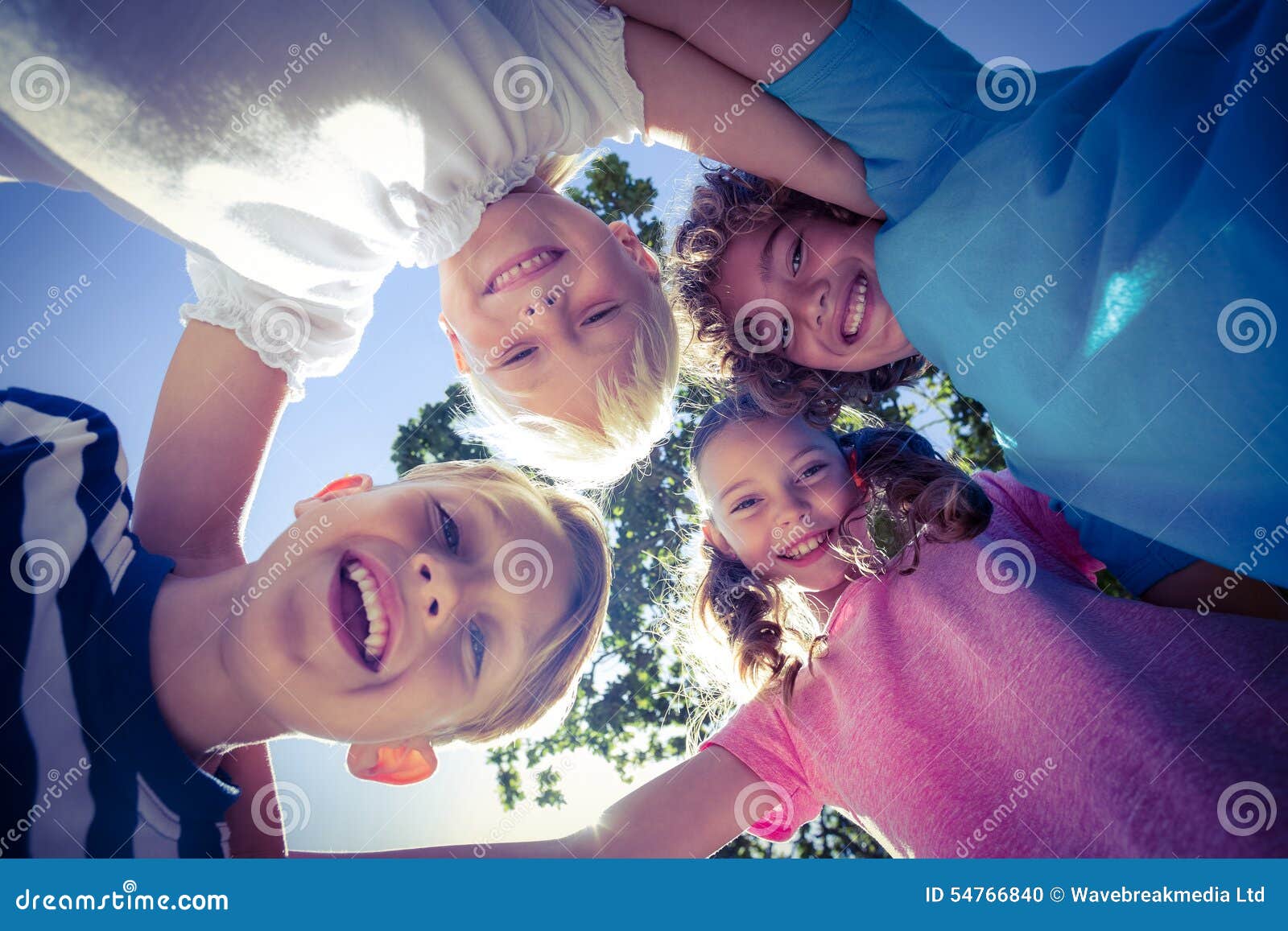 Smiling Children Looking Down the Camera Stock Photo - Image of ...