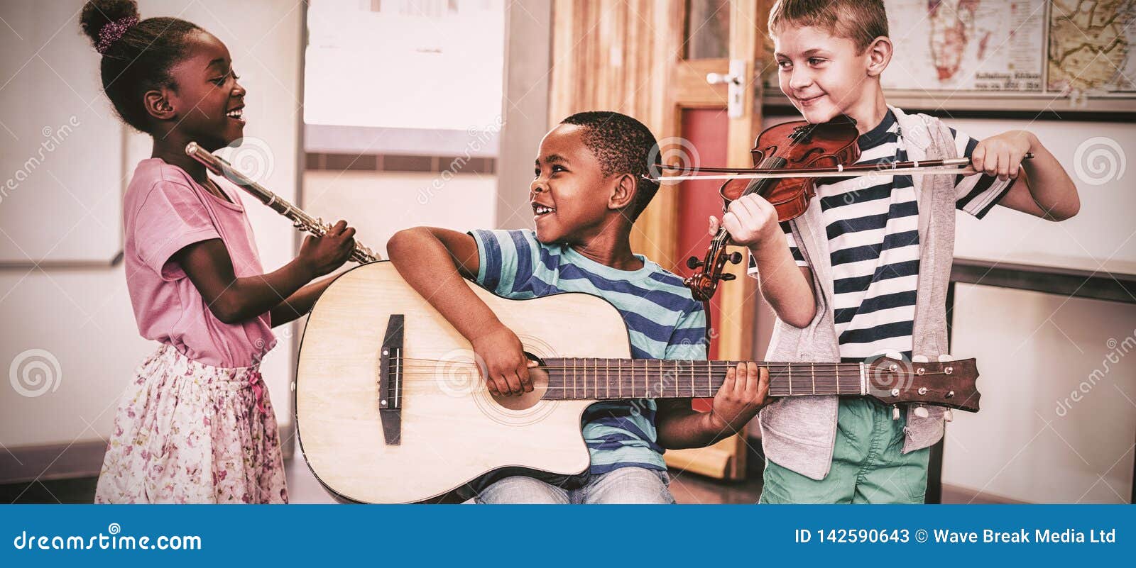 Children Playing Musical Instruments in Classroom Stock Image - Image ... Children Playing Musical Instruments in Classroom Stock Image - Image ...