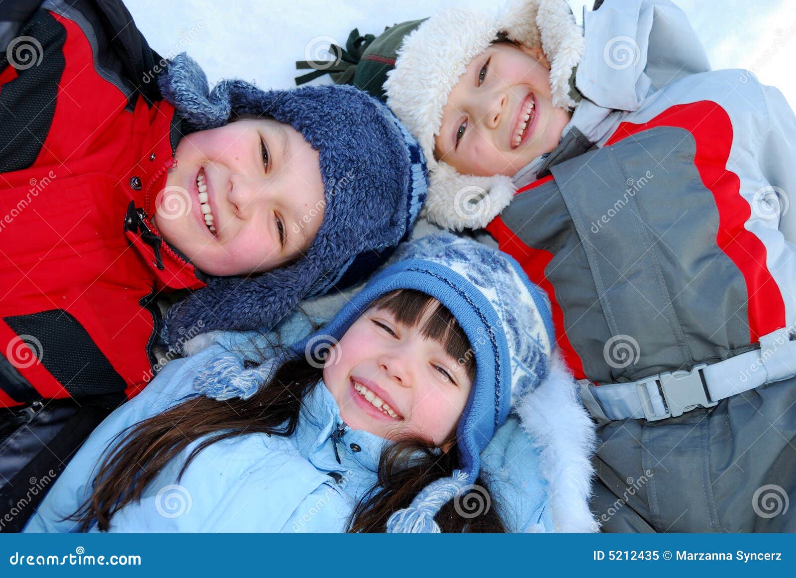 Smiling Children in Winter stock image. Image of team - 5212435
