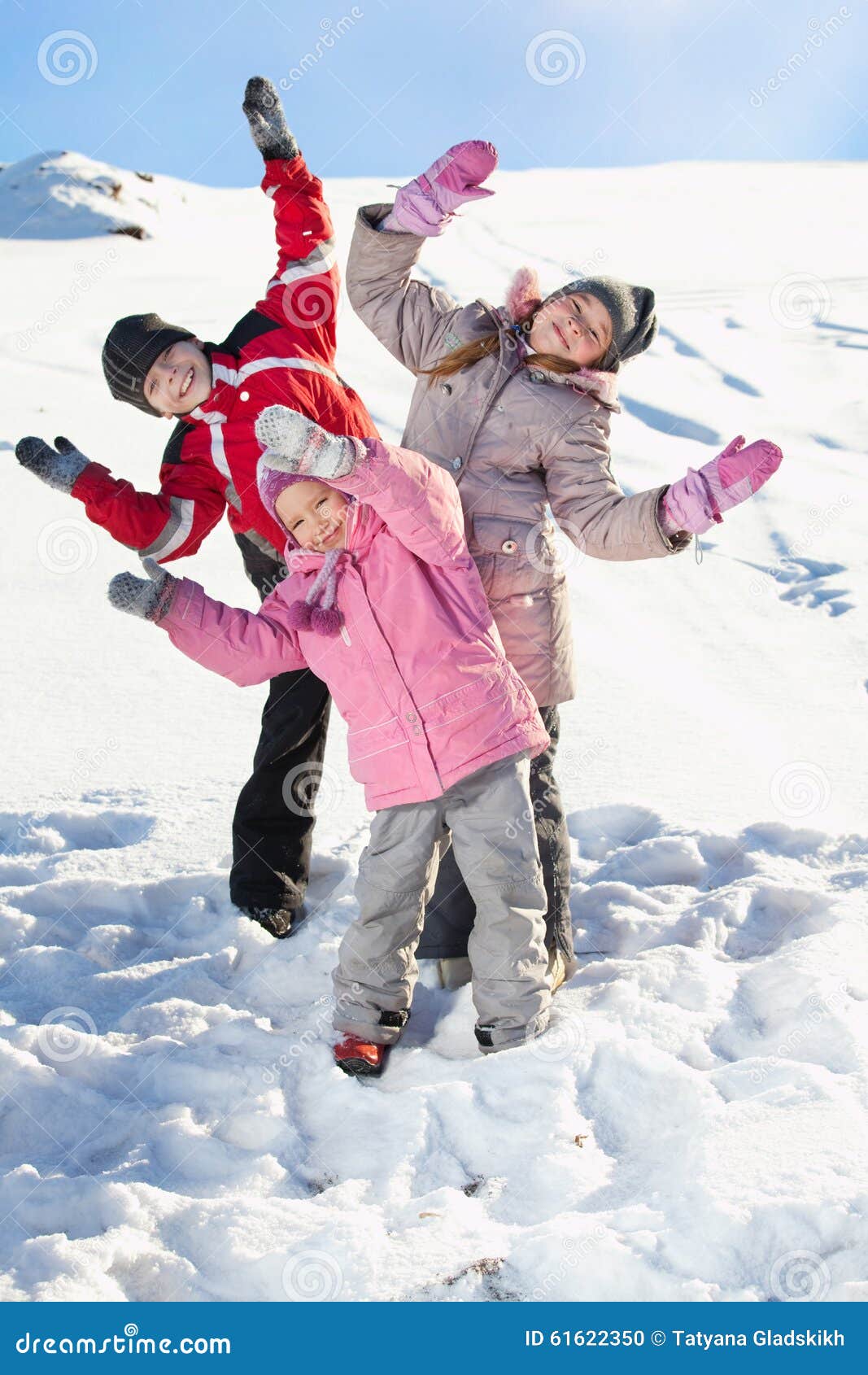 Smiling children in winter stock photo. Image of kids - 61622350
