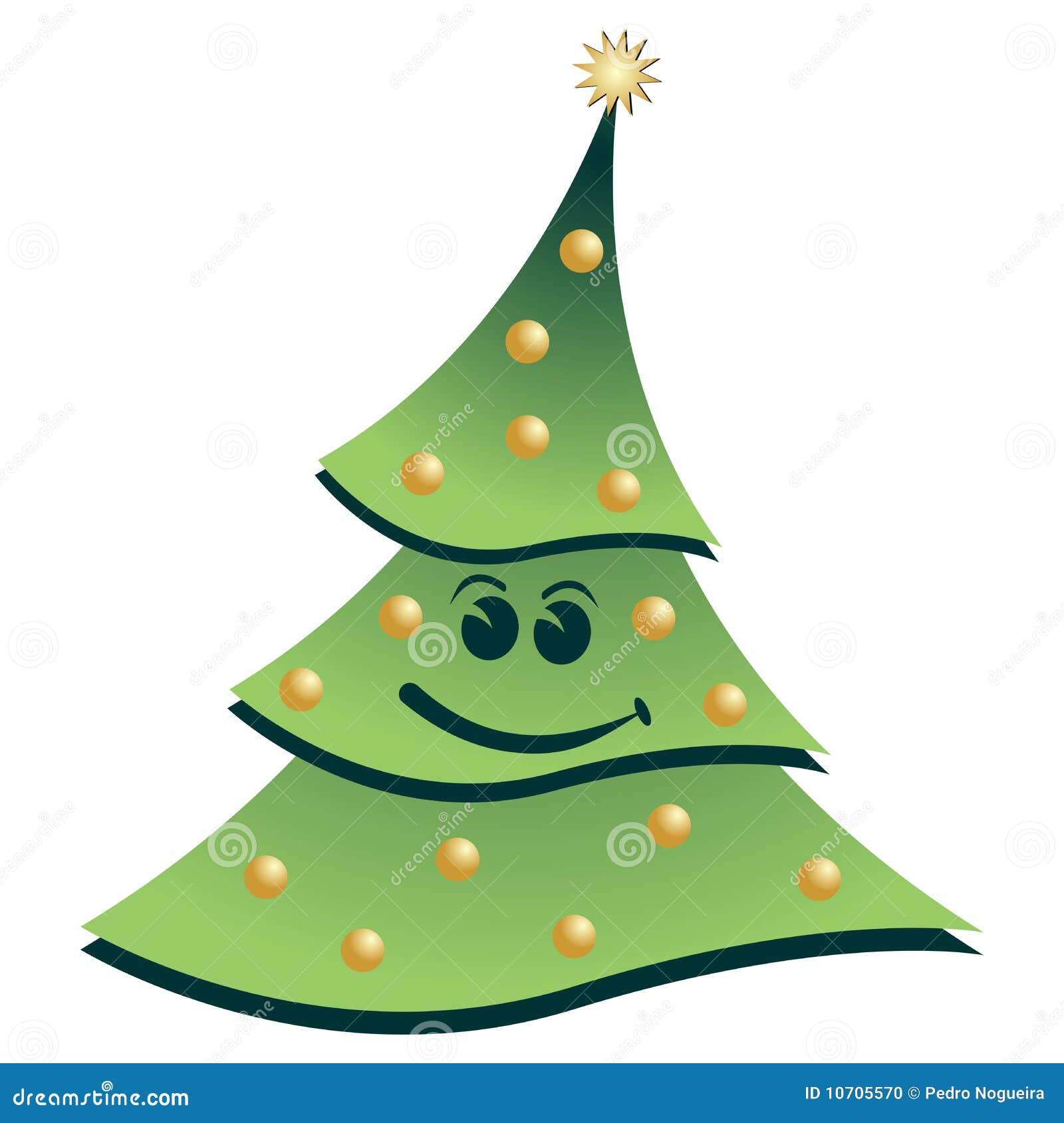 Smiling christmas tree stock vector. Illustration of gold - 10705570