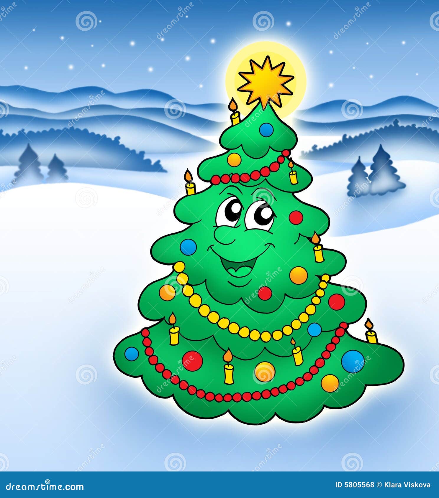 Smiling Christmas tree 2 stock illustration. Illustration of mountain ...
