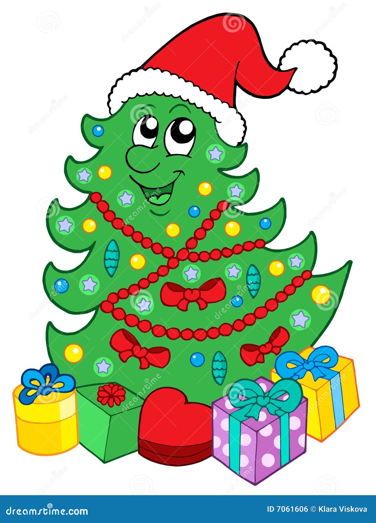 Smiling Christmas Tree with Gifts Stock Vector - Illustration of ...