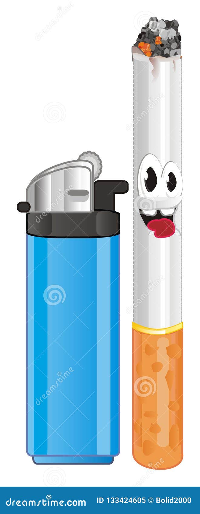 Happy Cigarette with Lighter Stock Illustration - Illustration of ...
