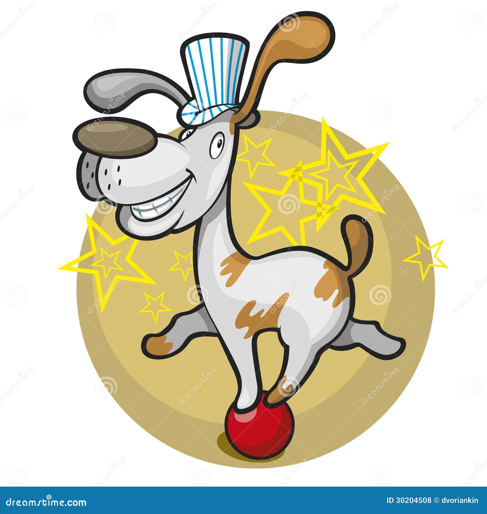 Circus dog on the ball stock vector. Illustration of party - 30204508