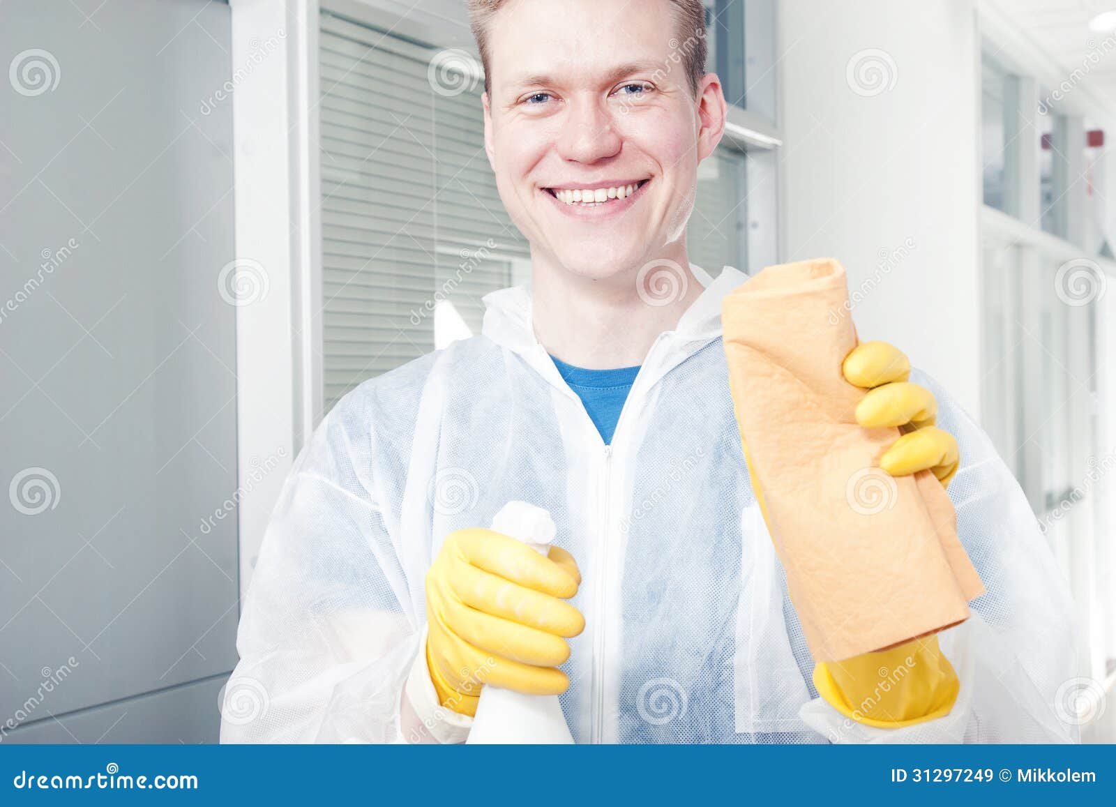 Smiling cleaner man stock image. Image of business, occupation - 31297249