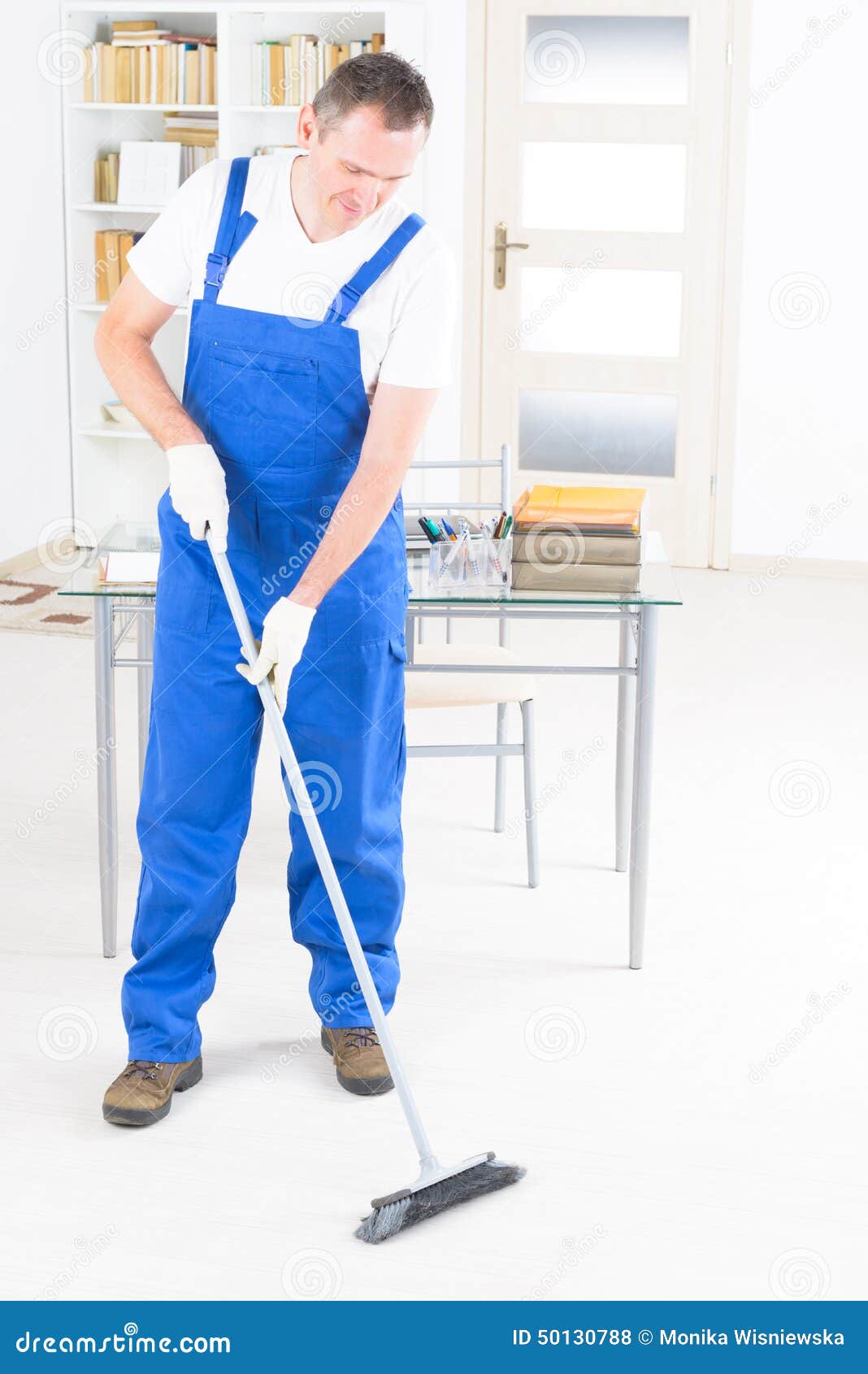 Smiling Cleaner at the Office Stock Photo - Image of occupation ...