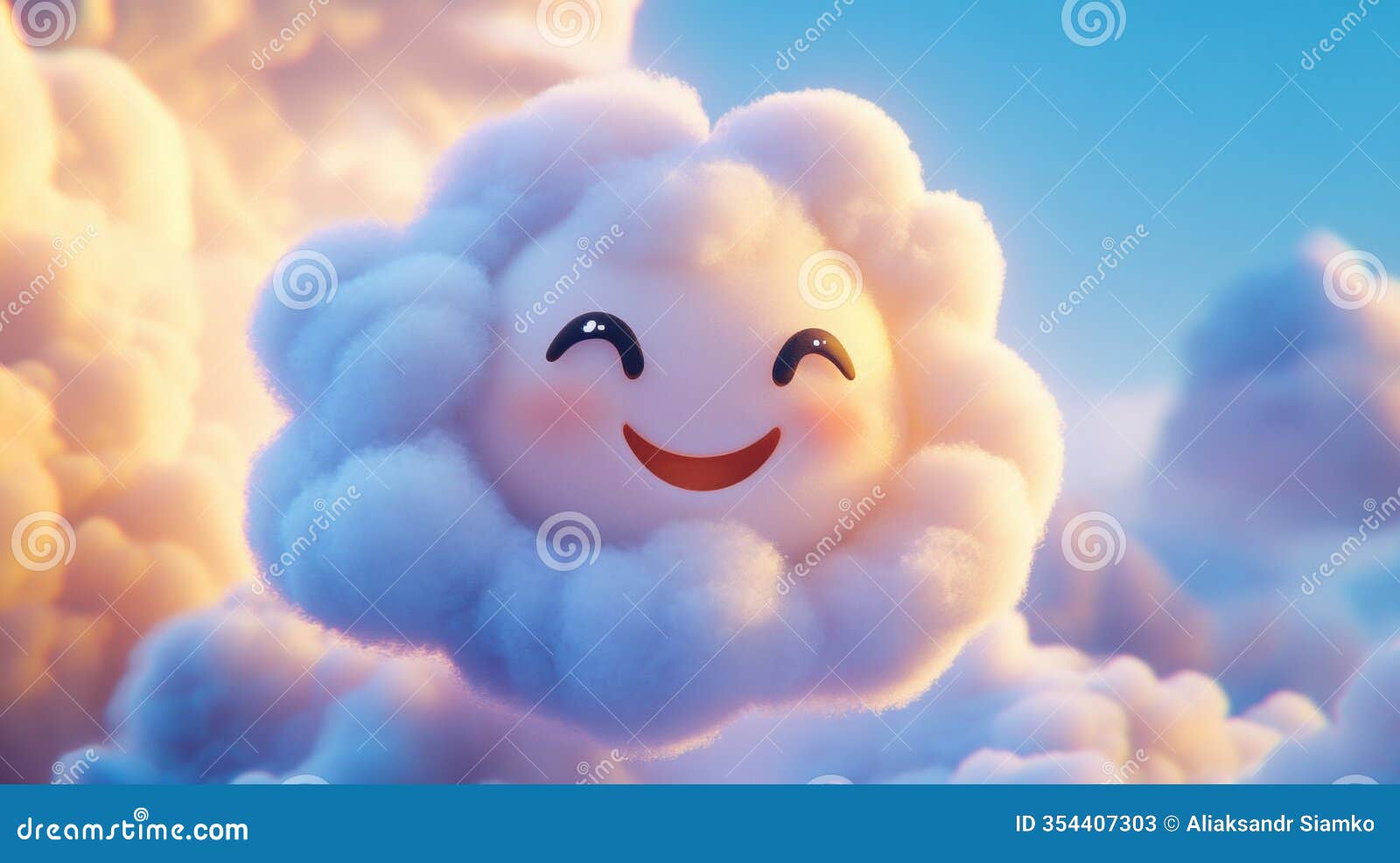A Smiling Cloud with a Smiley Face in the Sky Stock Illustration - Illustration of hand, symbol ...