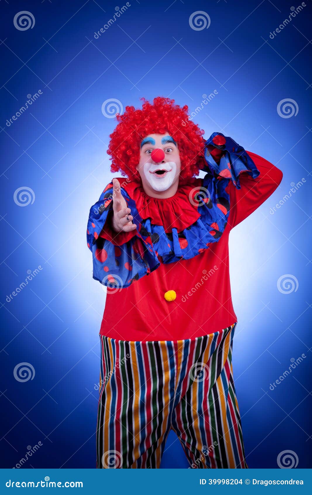 Smiling Clown on Blue Background Stock Photo - Image of holding, nose ...