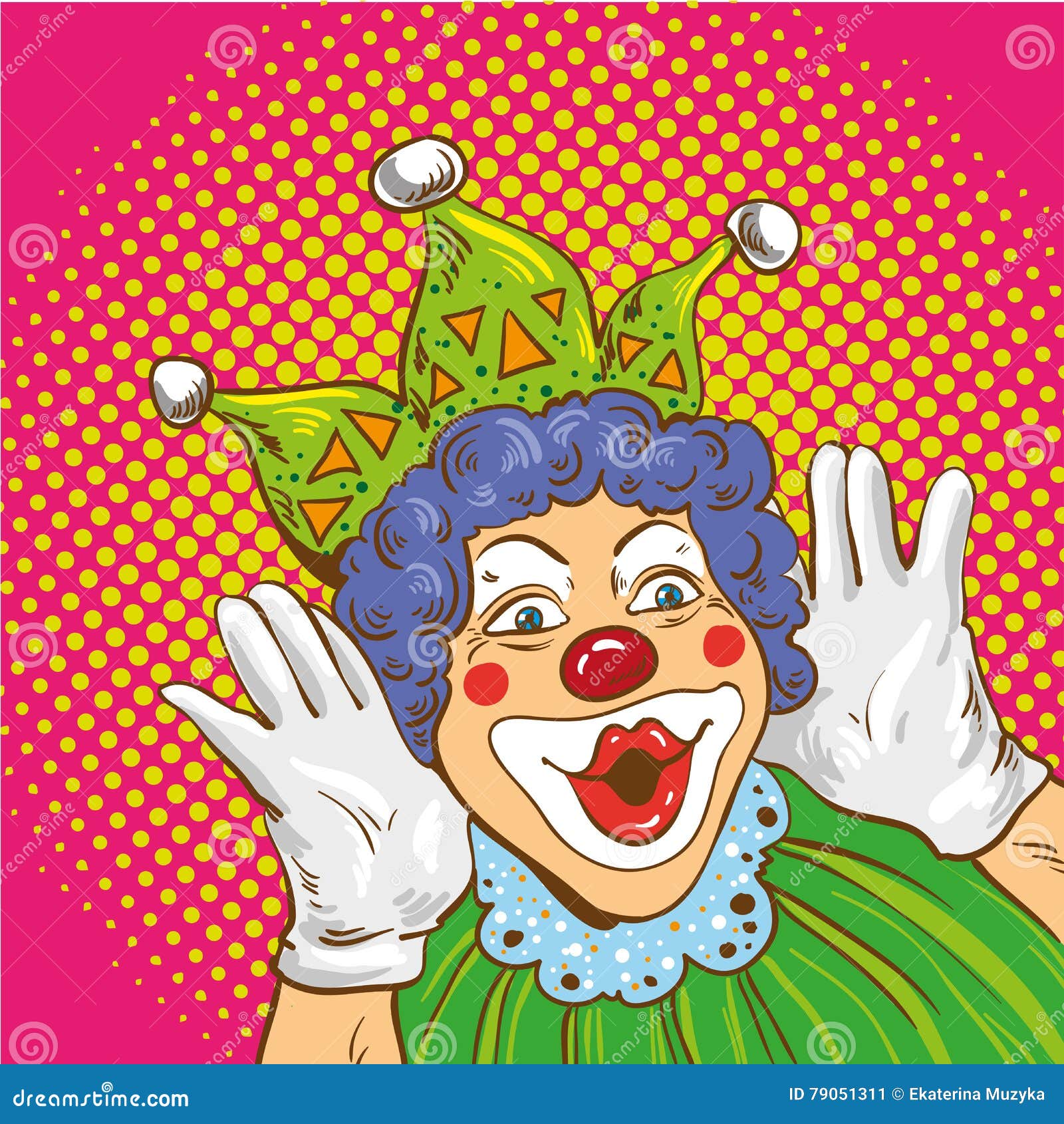 Smiling Clown Cartoon Character. Vector Illustration in Comic Pop Art ...