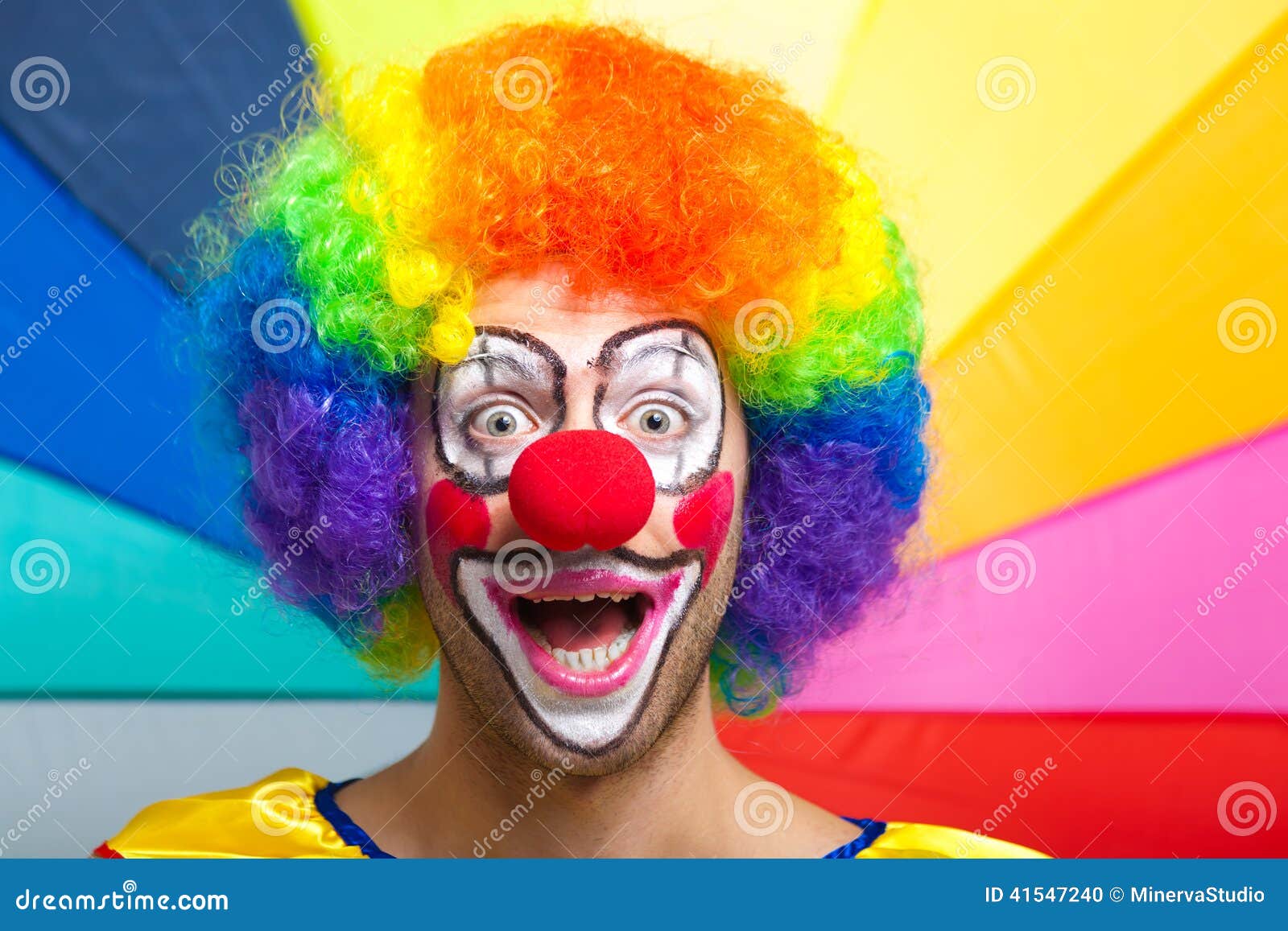 Smiling Clown on a Colorful Background Stock Photo - Image of circus ...